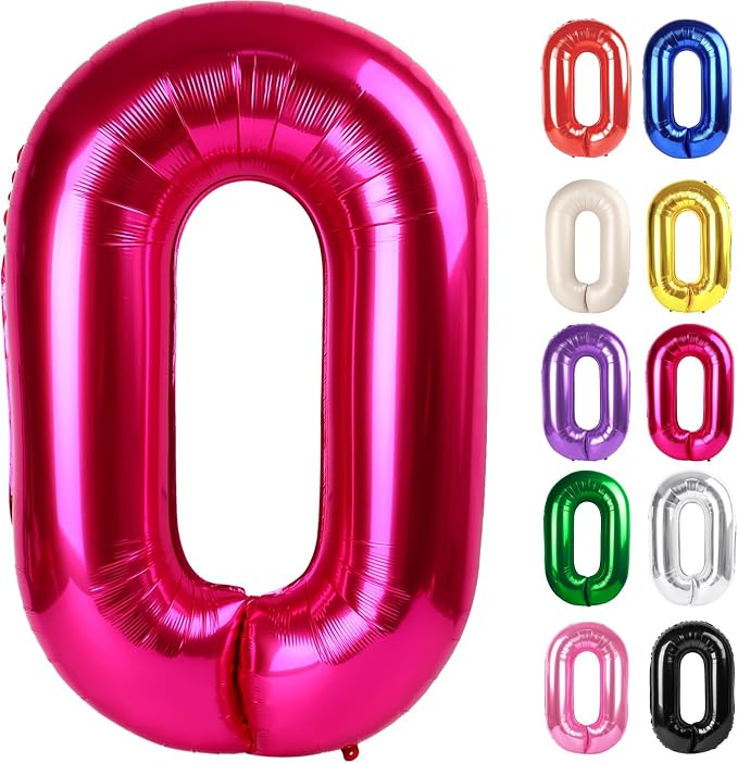 Amazon.com: Hot Pink Number 0 Balloon 40 Inch, 0 Balloon Numberfor 10th ...