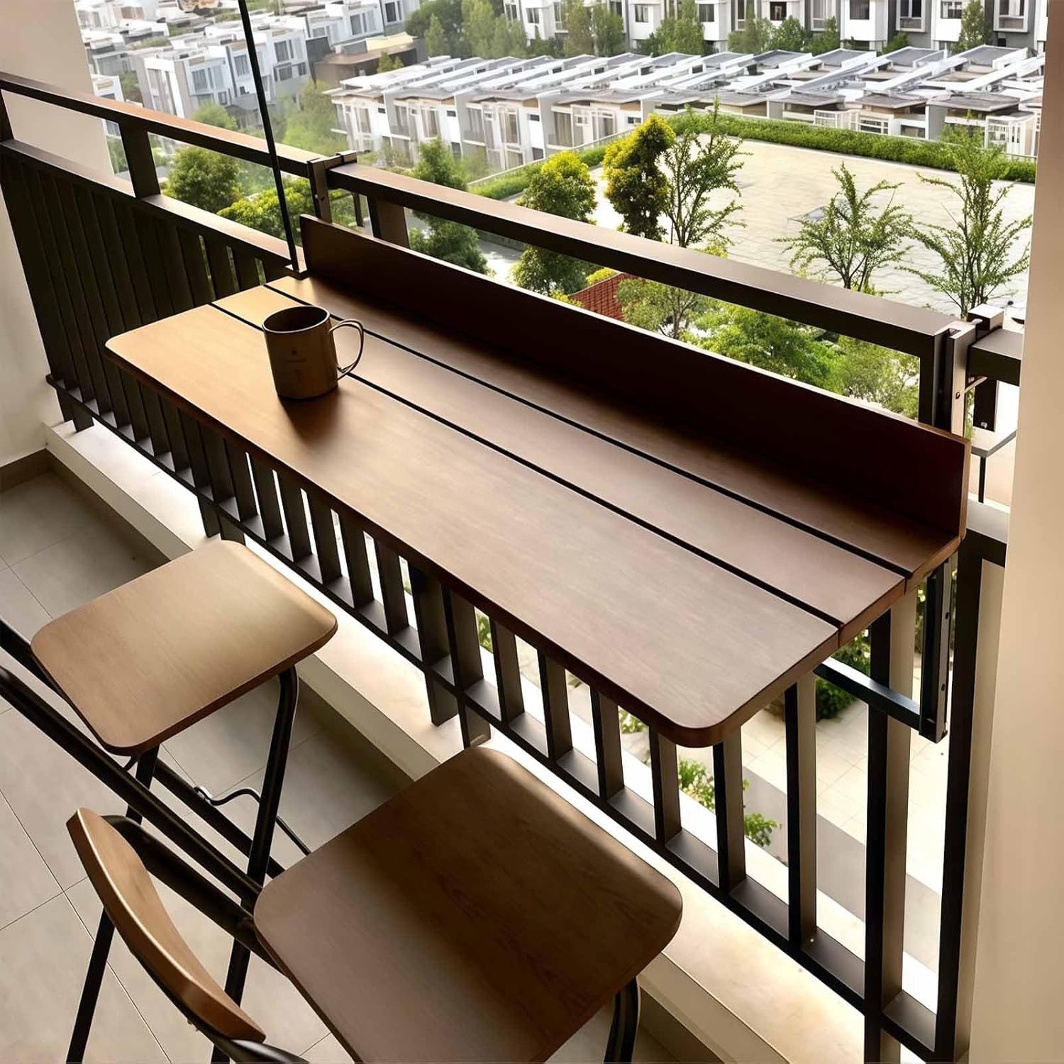 Amazon.com: CHMAIDEU Deck Railing Table – Folding Balcony Bar Table for ...