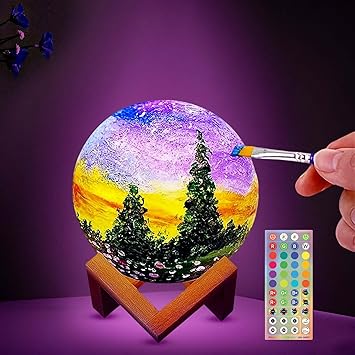 RMFSH DIY 3D Moon Night Light, Paint Your Own Moon Lamp Kit, Arts ...