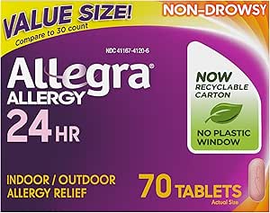 Amazon.com: Allegra Adult 24-Hour Allergy Relief Tablets, Non-Drowsy ...