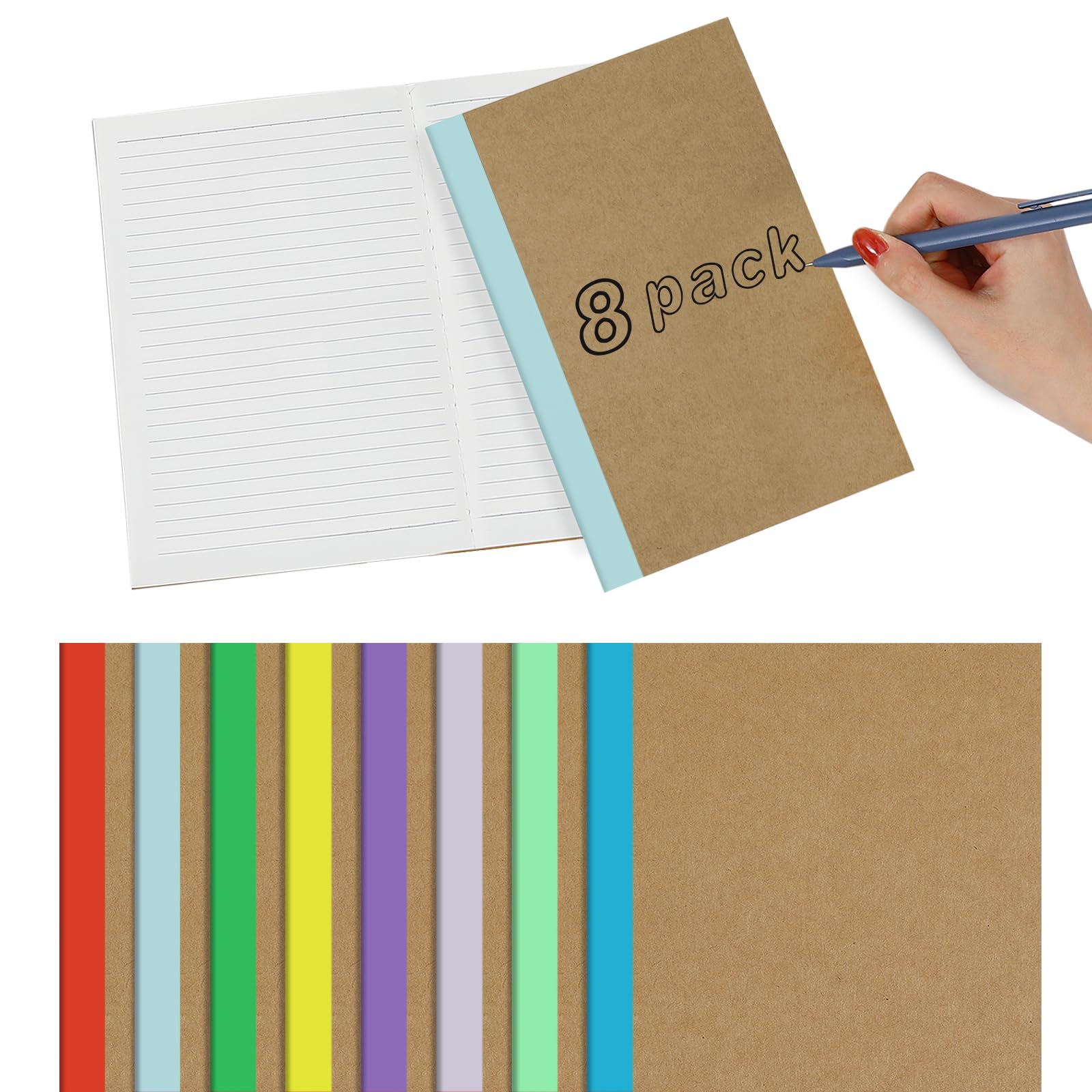 MoKo Kraft Cover Composition Notebooks, 60 Pages Lined Journals Bulk ...
