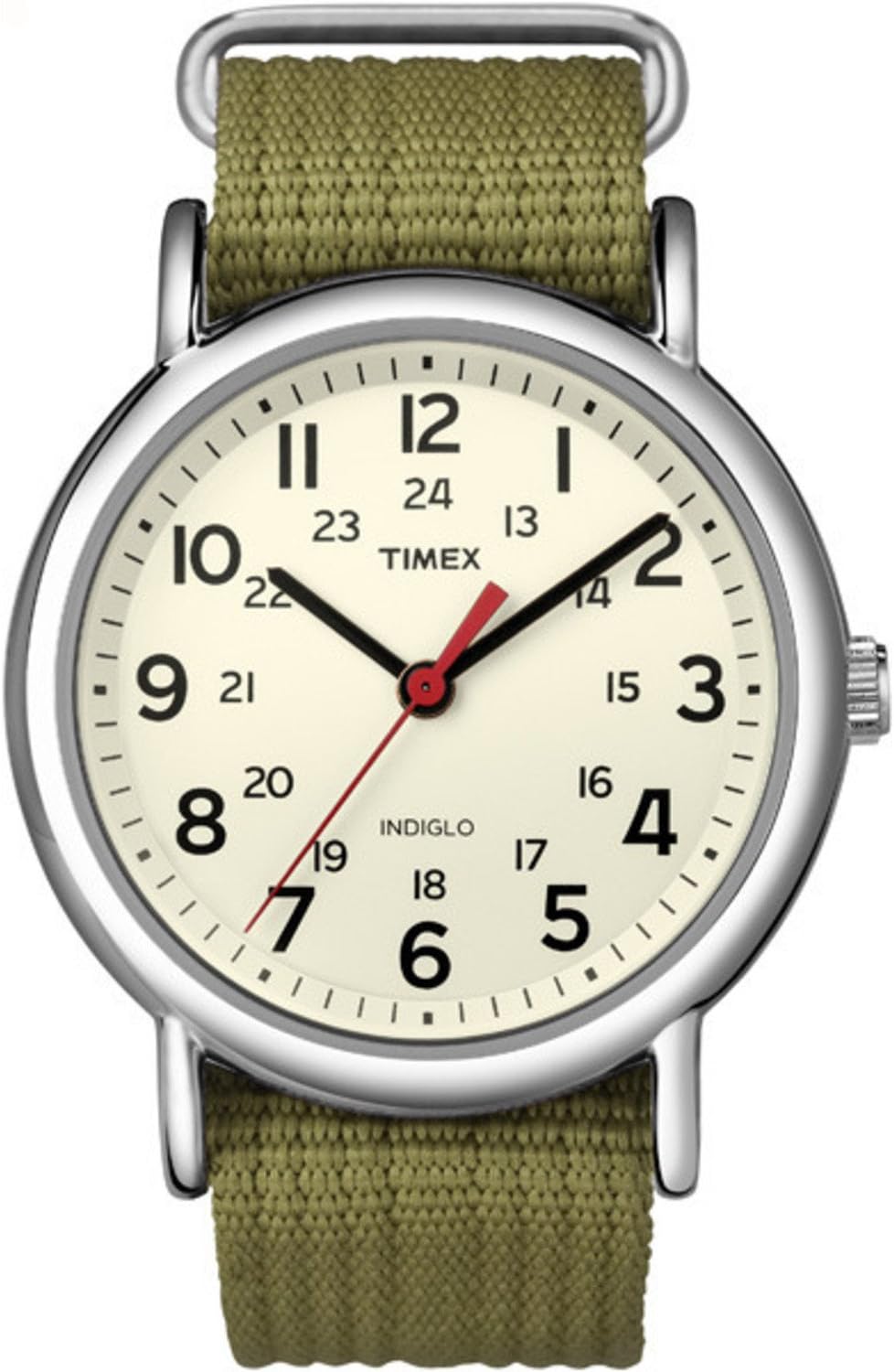 Timex Unisex Watch T2N651PF with Cream Dial and Olive Nylon Strap ...