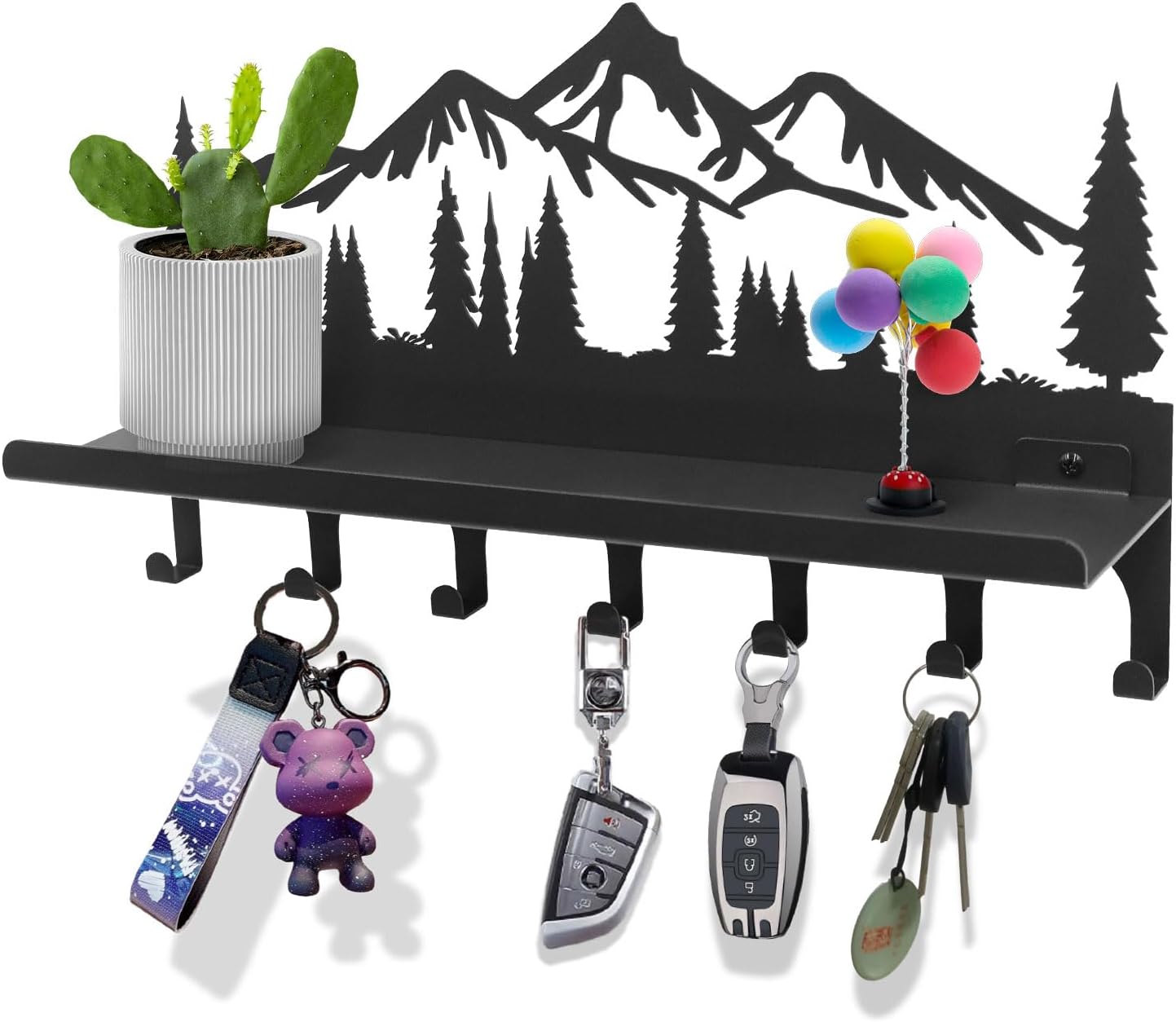 Amazon.com: Wall Mounted Mountain Key & Mail Holder with Shelf | Metal ...