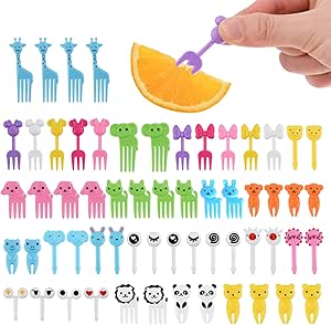 60pcs/Set Food Fruit Fork Picks, Lovely Cartoon Animals Forks, Bento ...