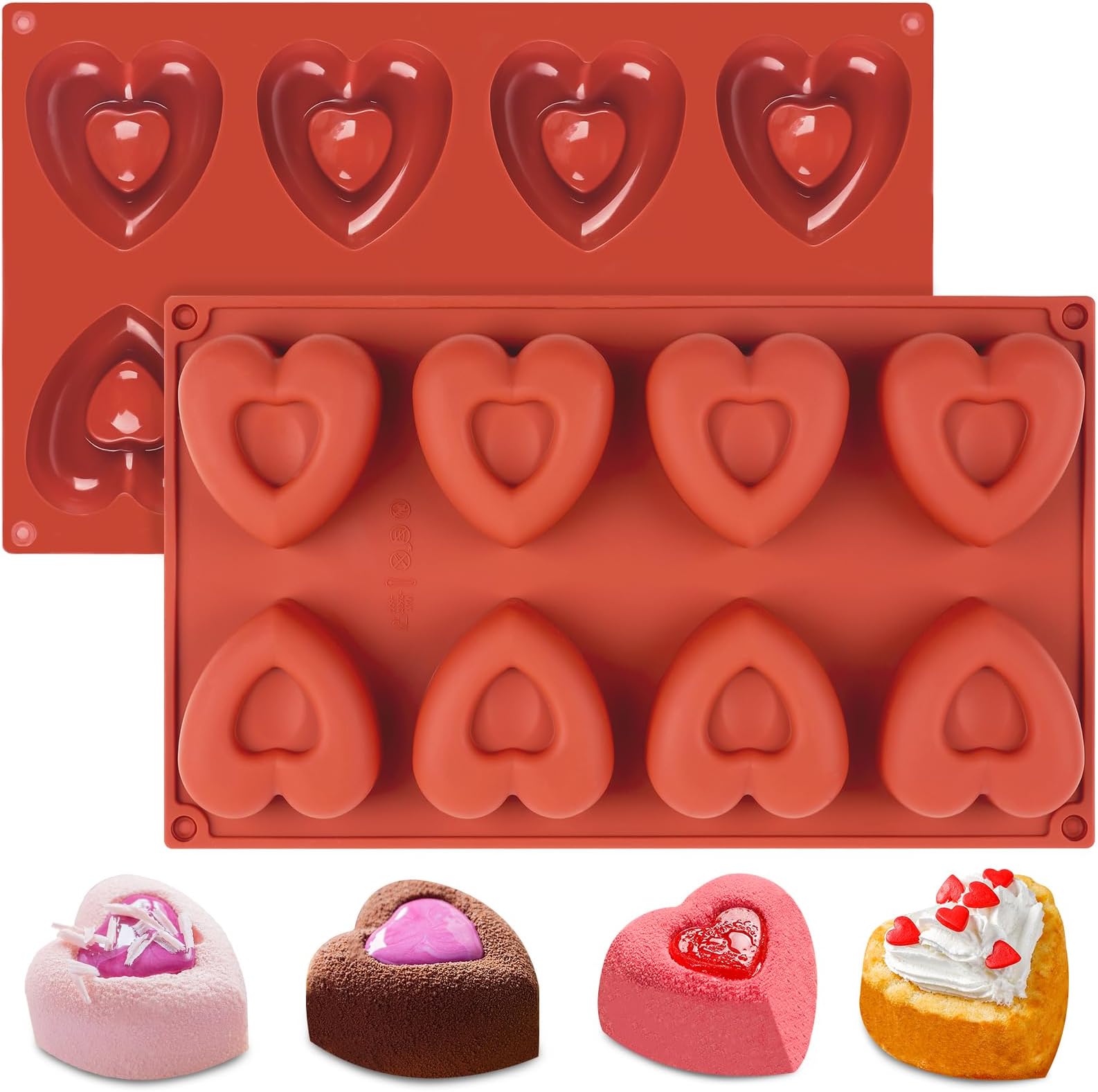 Amazon.com: Webake Silicone Heart Cake Mold Tiered Mini Heart Shaped ...