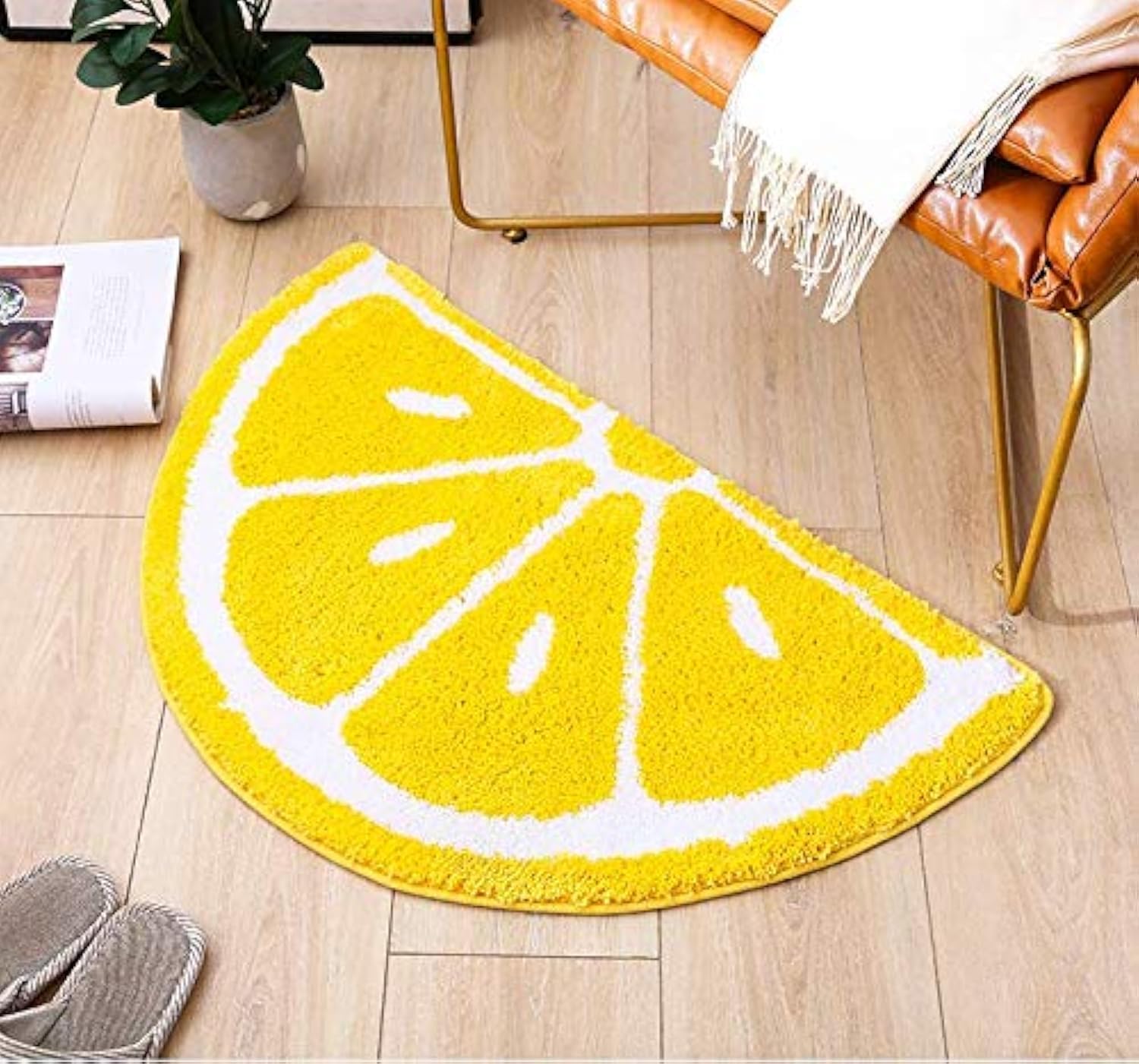 Amazon.com: YYINYXY Half Circle Microfiber Bath Mat Yellow Lemon Cute ...