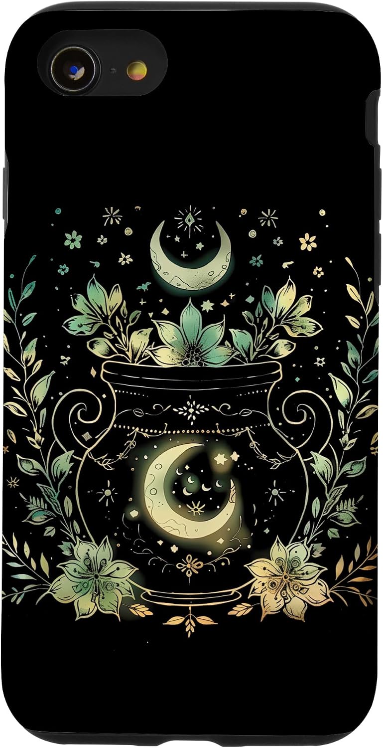 Amazon.com: Vintage Witchy Wicca Witch Cauldron Crescent Moon ...
