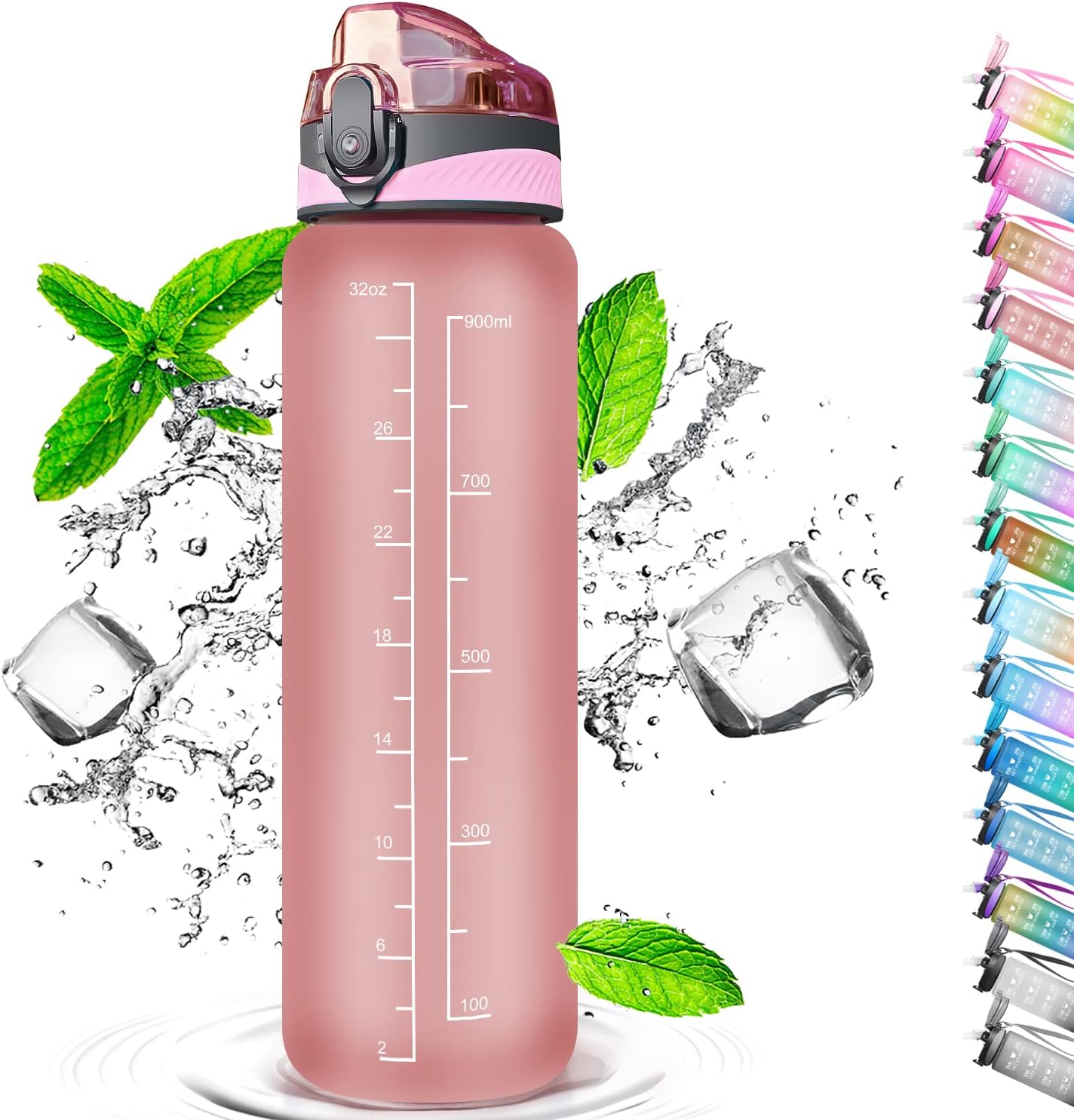 Auckpure Sport-Trinkflasche, 1 Liter, Wasserflasche mit Strohhalm, mit ...