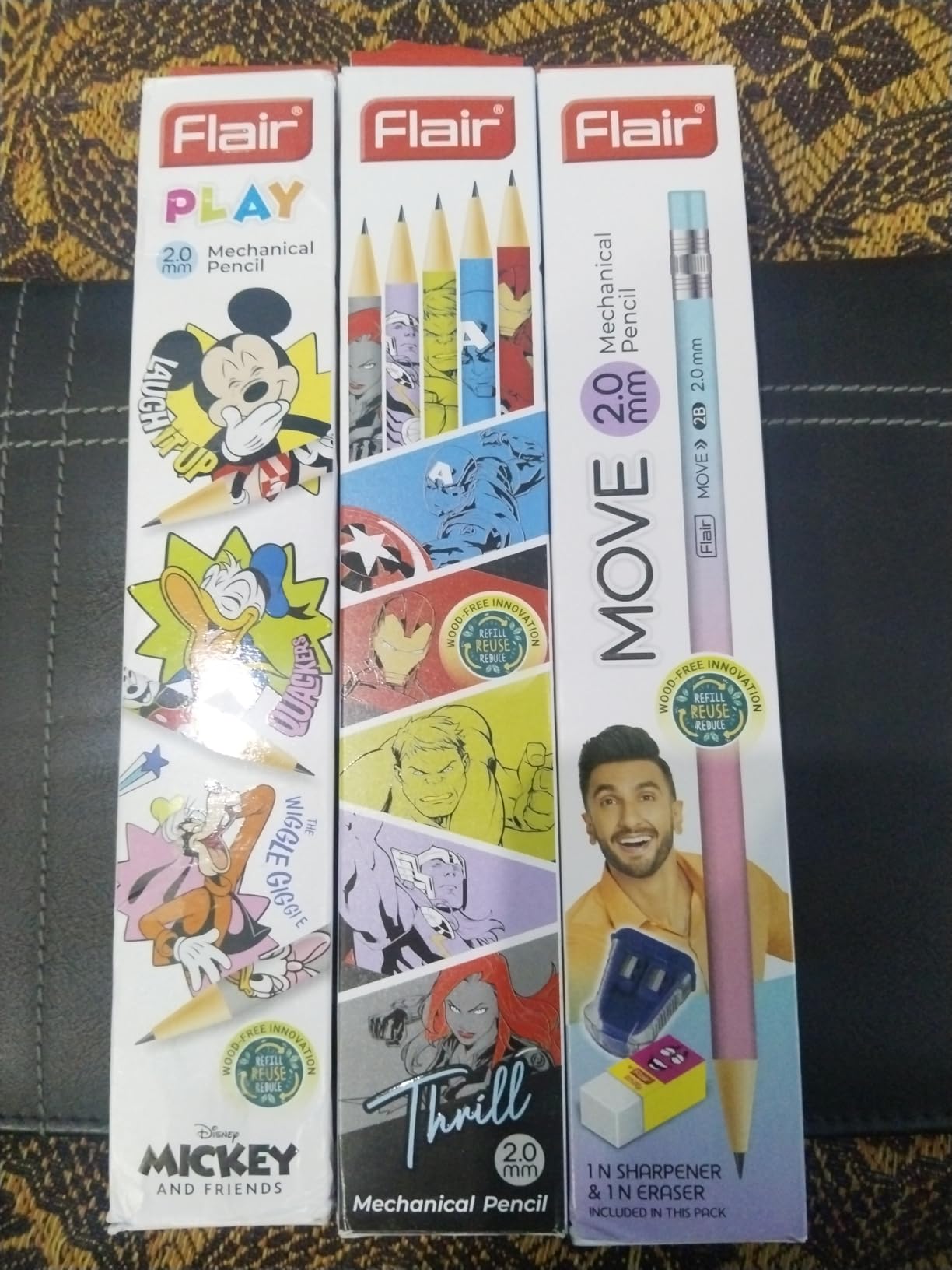 FLAIR 2.0mm Mechanical Multicolor Extra Dark 2B Pencils| Pack of 3 x 10 Each= 30 Pencils| Wood ...