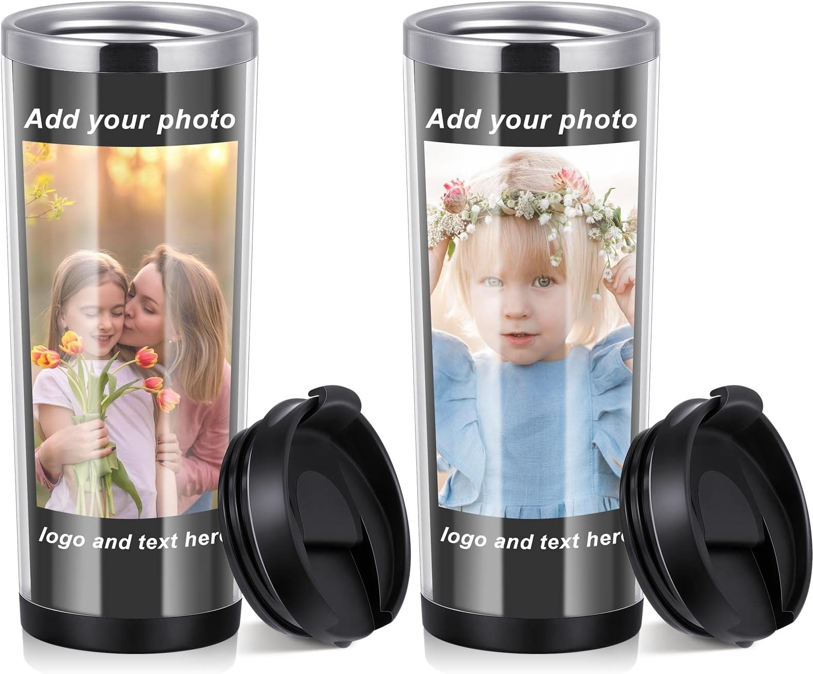 Amazon.com | Lallisa 2 Pcs 14 oz Photo Travel Mug Insert Your Own ...