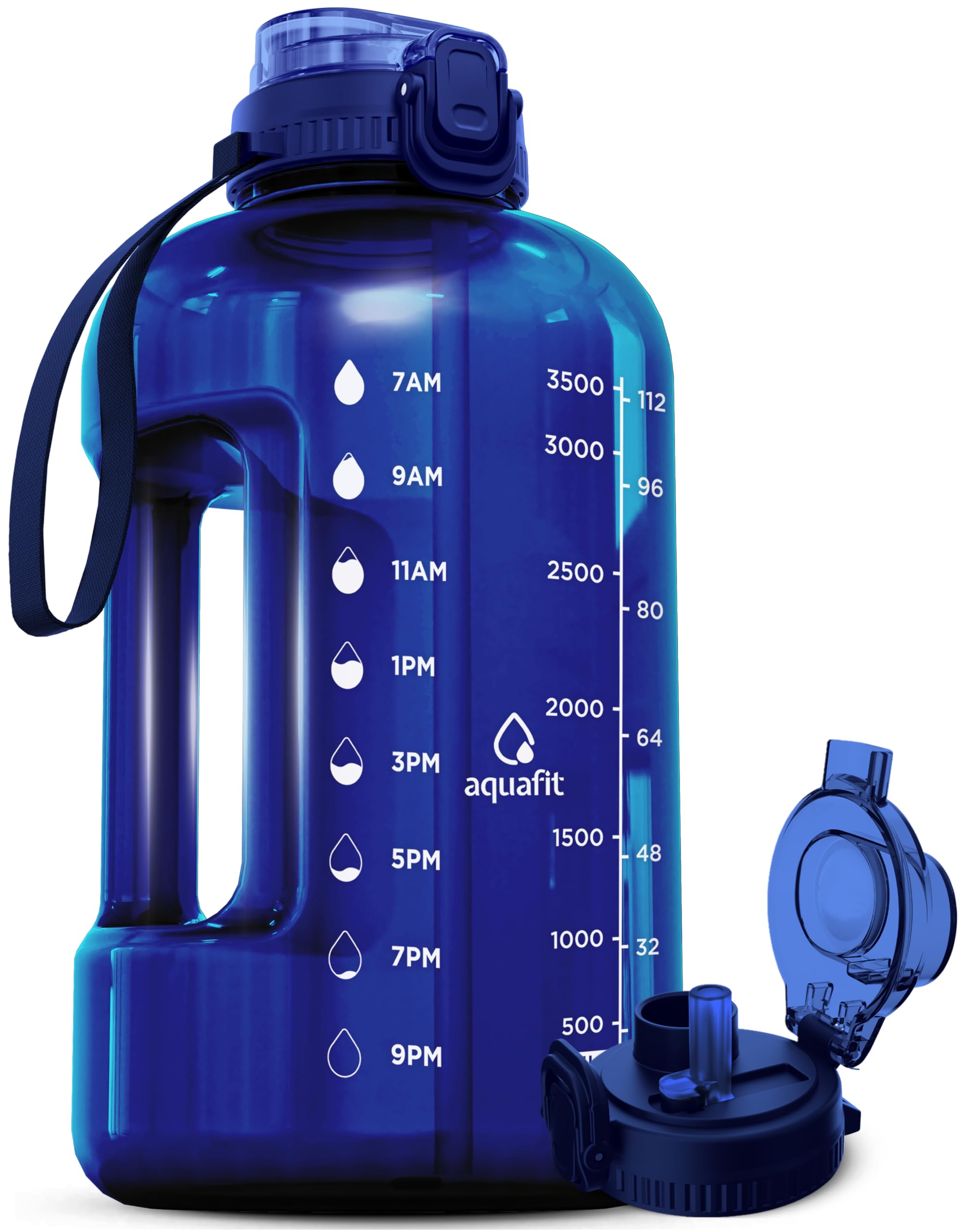 Amazon.com: AQUAFIT 1 Gallon Water Bottle with Time Marker - 2in1 Straw ...