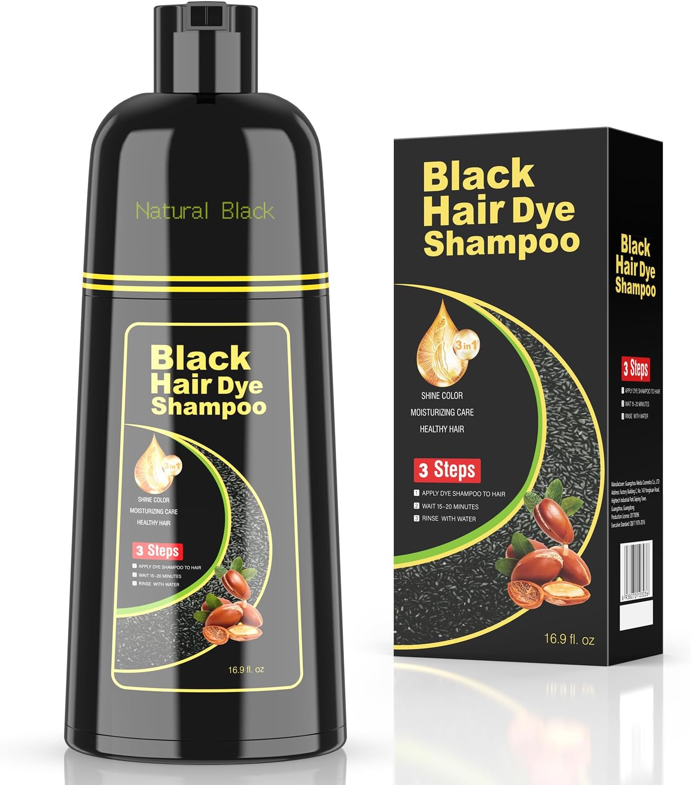 Amazon.com : Alyone Black Hair Dye Shampoo 3 in 1 Shampoo Tinte Cubre ...