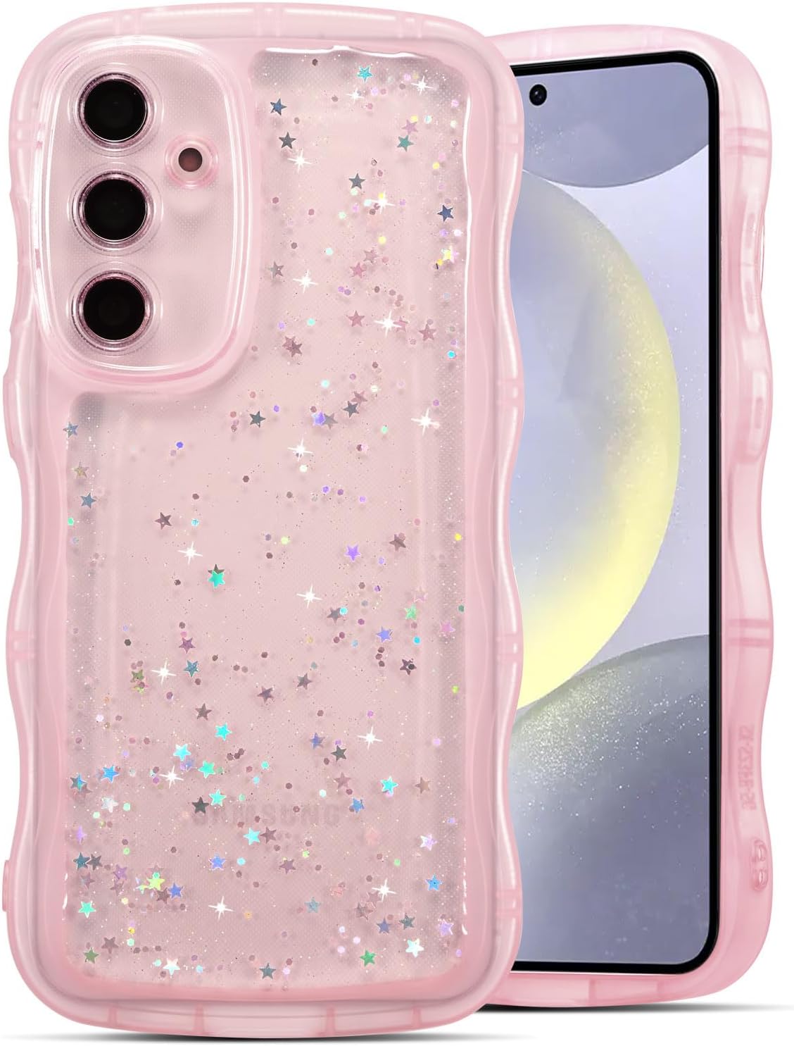 Amazon.com: QLTYPRI for Samsung Galaxy A15 5G/4G Case, Cute Curly Wave Frame Case with Shiny ...
