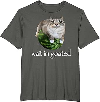 Amazon.com: Wait I'm Goated Cat Meme Funny Watermelon Silly Cat Humor T ...