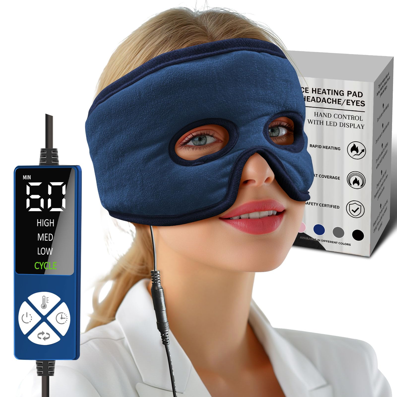 Amazon.com: CHEROO Sinus Relief Mask Moist Heat with Dual-Mode Heating ...