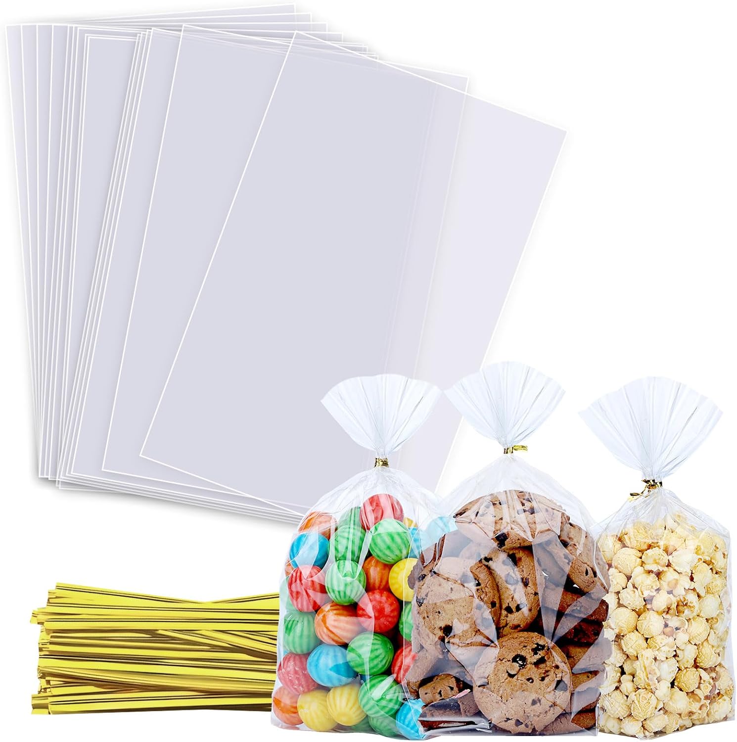 Amazon.com: Clear Candy Bags 100pcs 6X10" Cellophane Treat Bags Party ...