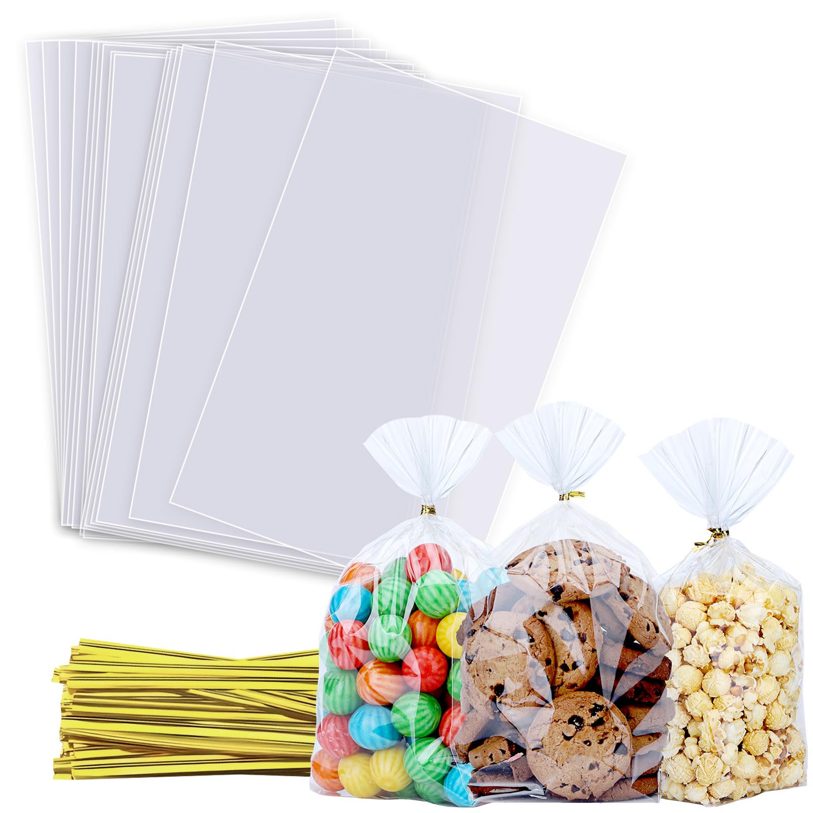 Amazon.com: OYAVISR Clear Candy Bags 100pcs 7X10 Cellophane Treat Bags ...