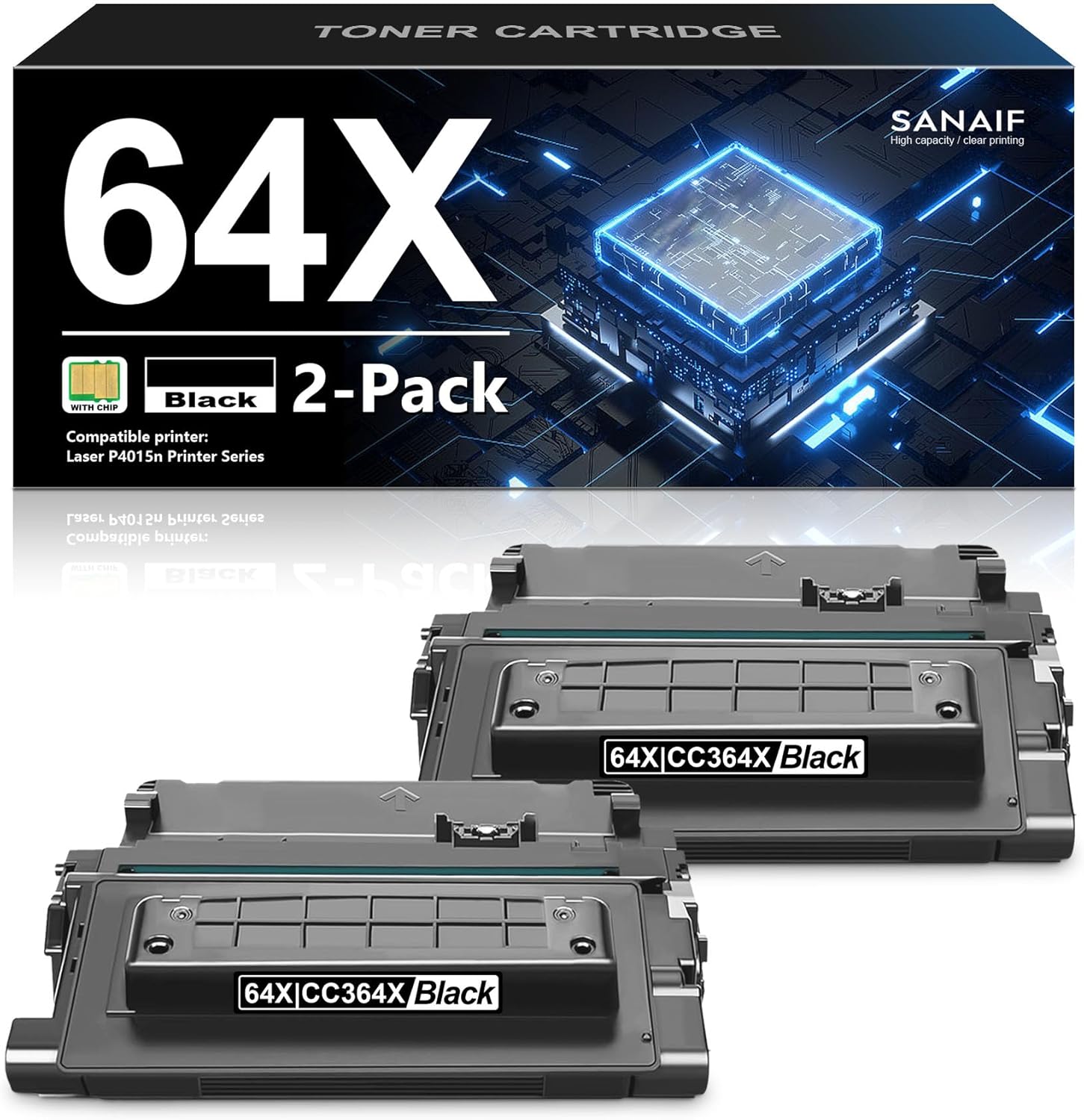 Amazon.com: 2-Pack 64X Black High Yield Toner Cartridge with Chip | 64X ...