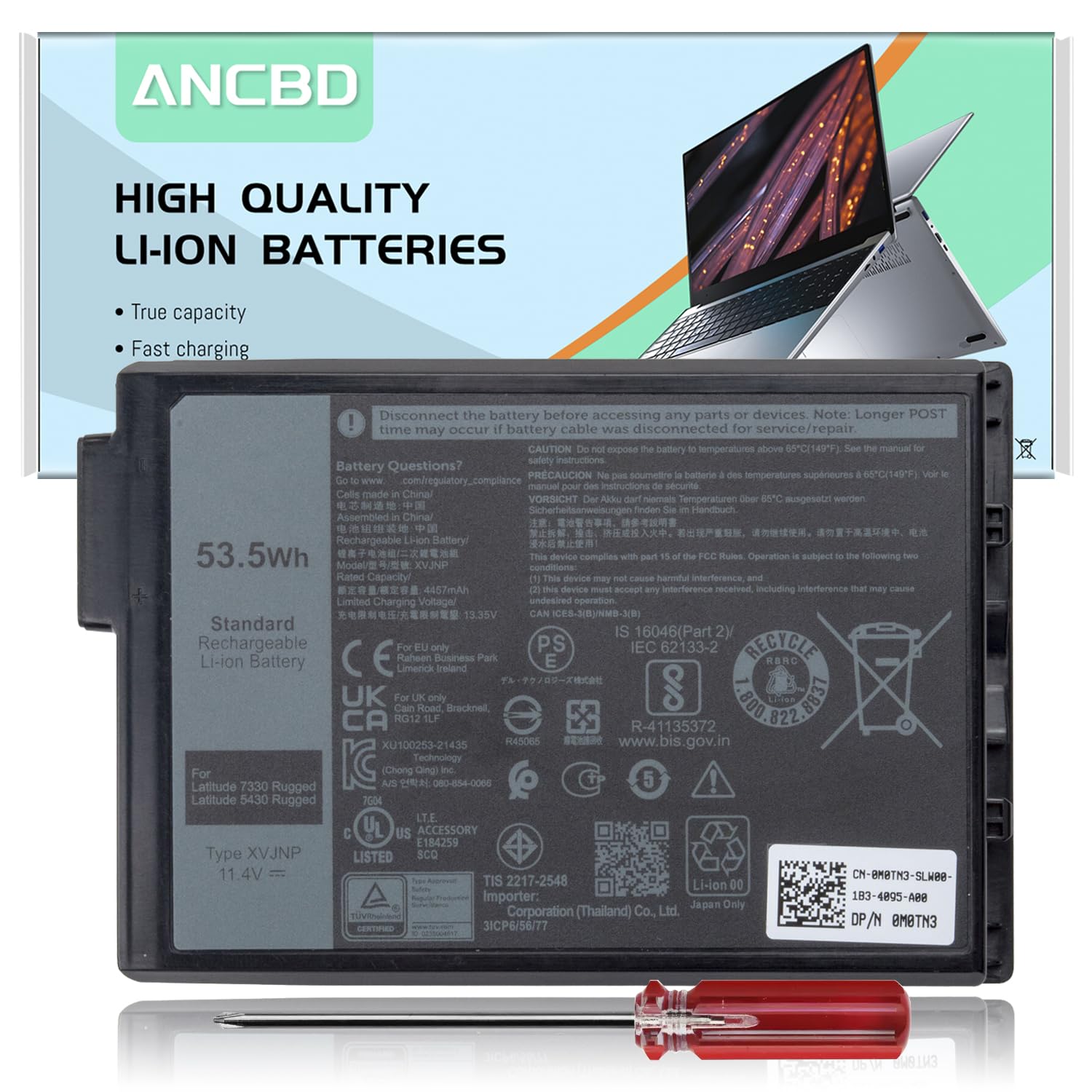 6JRCP XVJNP KD1CT Laptop Battery for Dell Latitude 7330 5430 Rugged ...