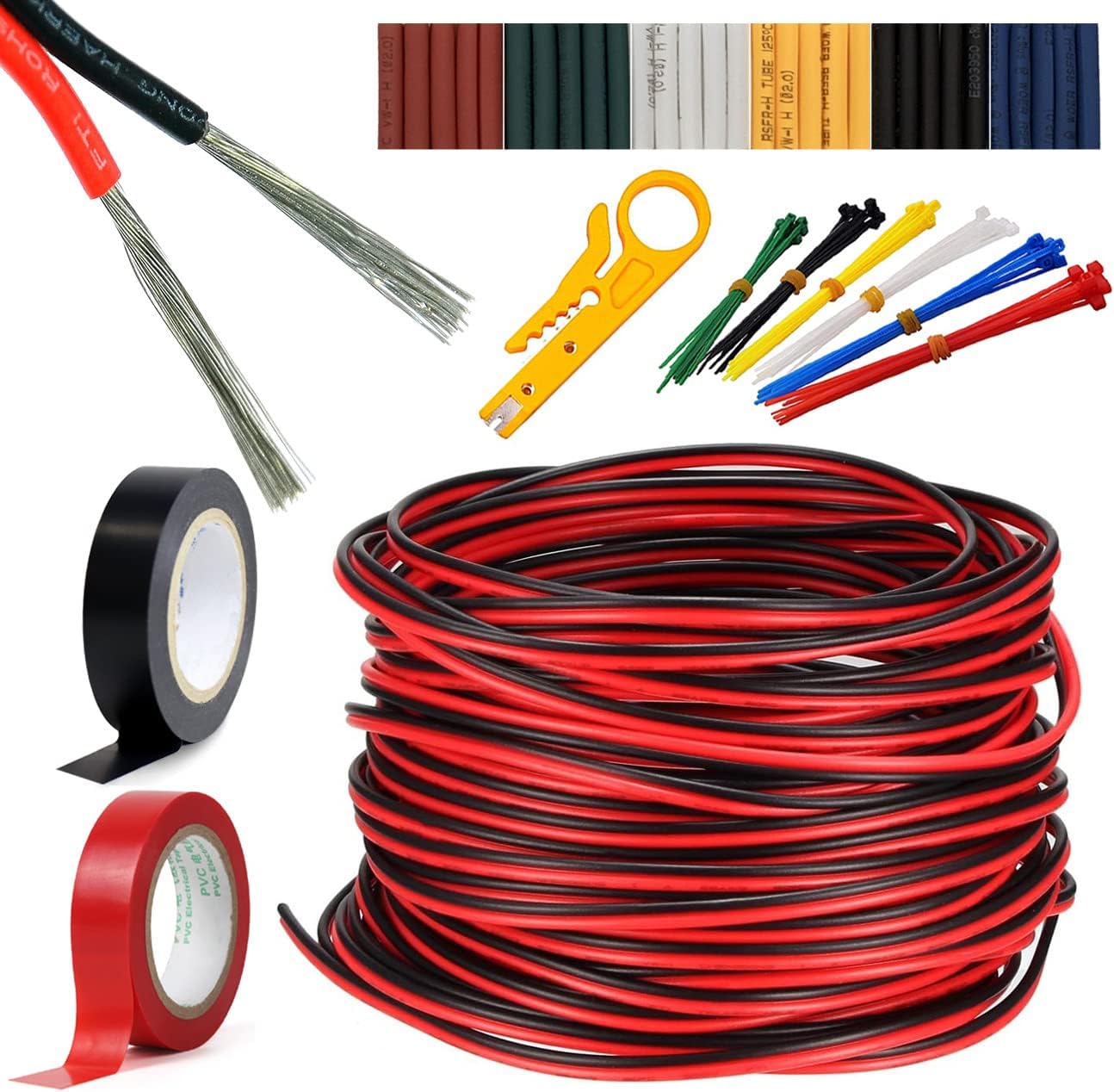 18awg Extension Cable Red Black Electric Wire 2 Pin Parallel Wire ...