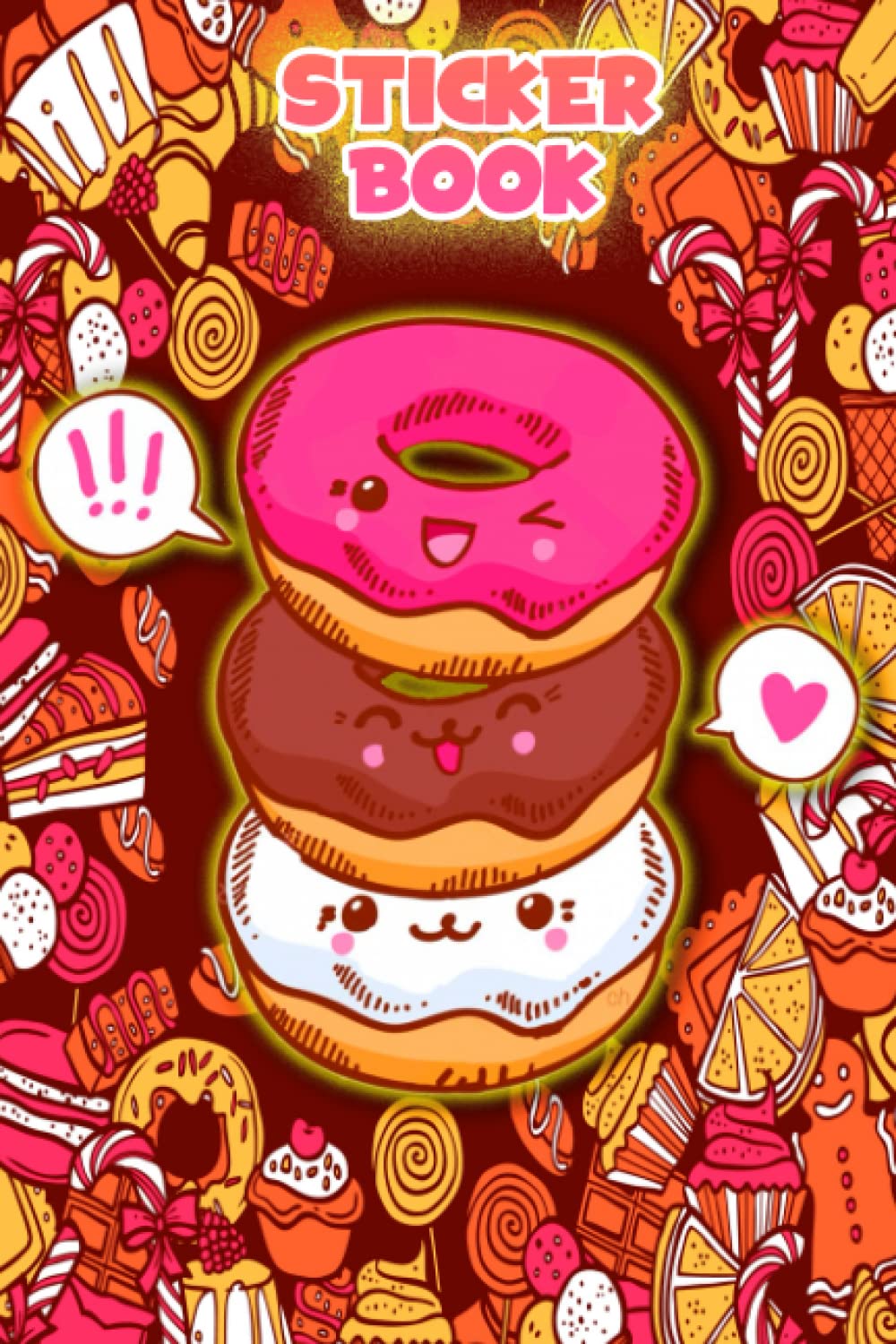 Buy Stickers Book: Permanent Kawaii chibi donuts Blank Sticker ...