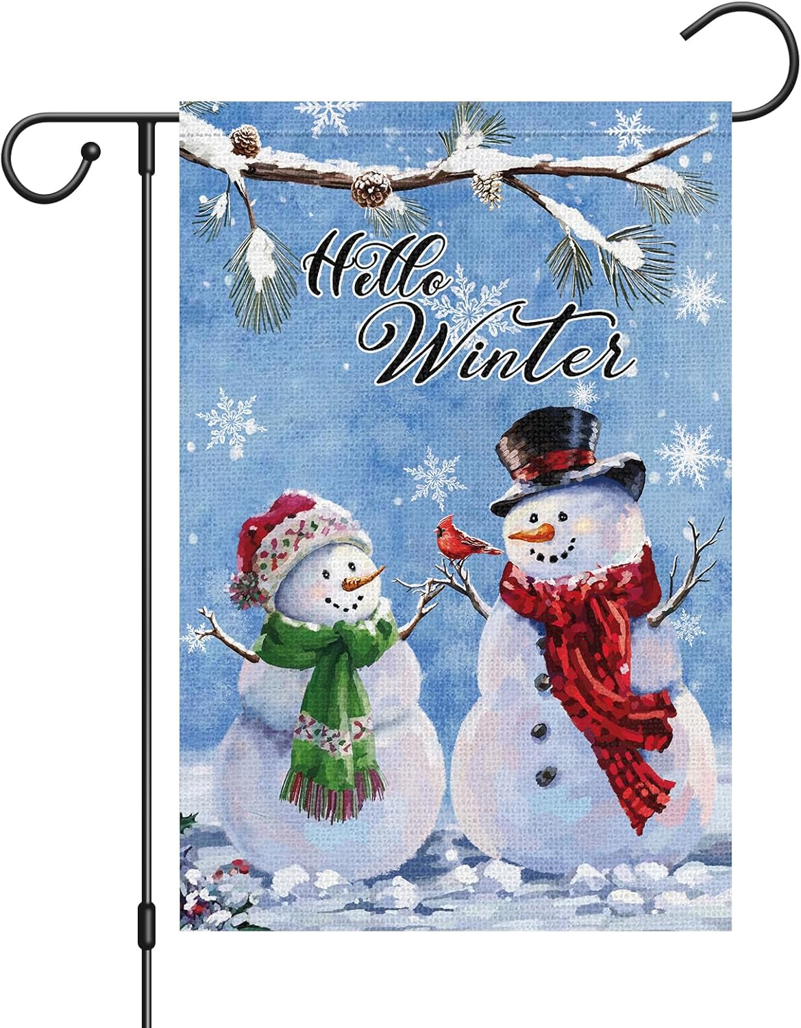 Amazon.com : Wodison Hello Winter Garden Flag 12x18 Inch Double Sided ...