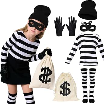 Amazon.com: Xinxiaomeng Kids Robber Costume Girls Thief Accessories ...