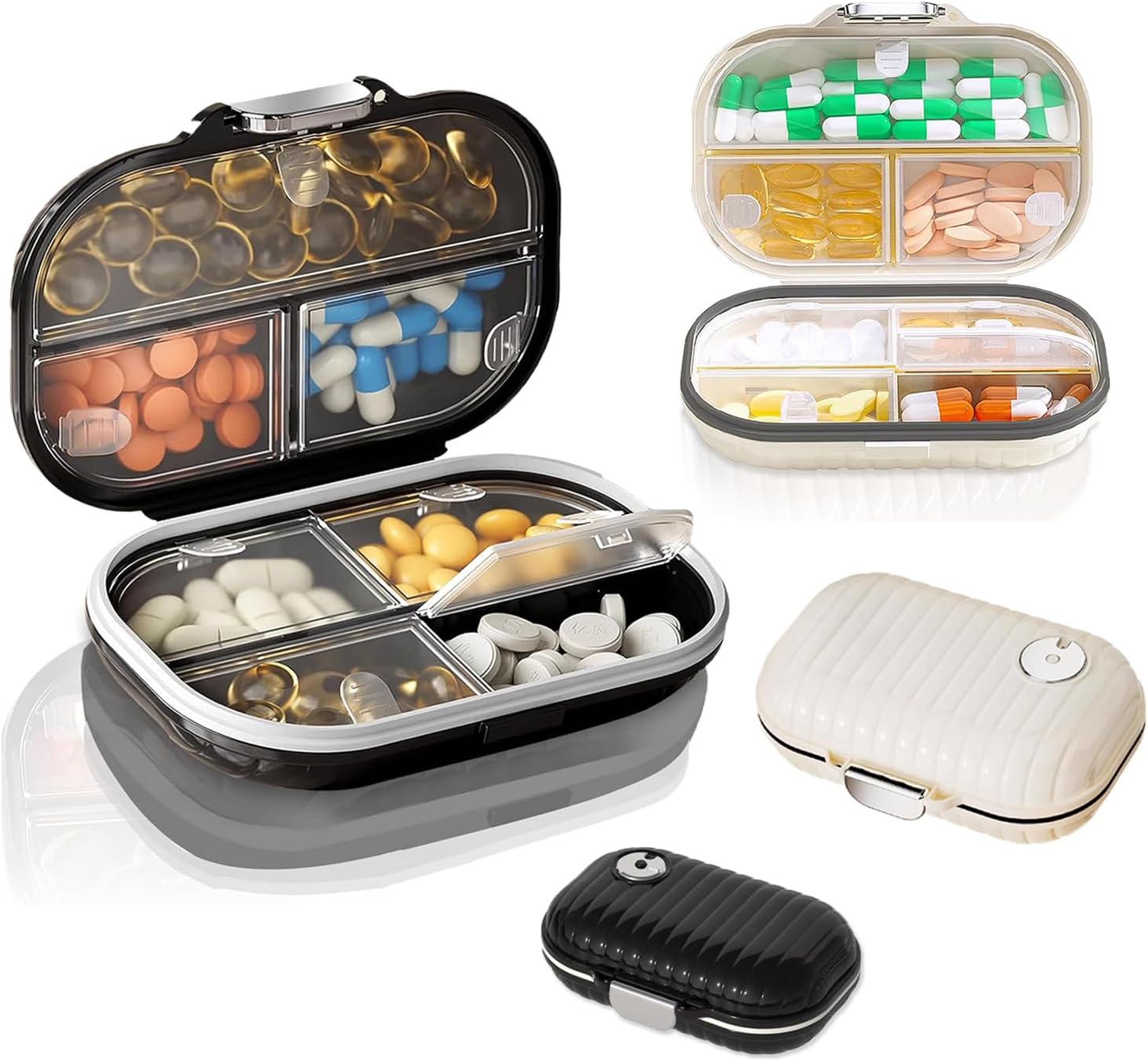 RUNSET Travel Pill Organizer with 7 Compartments(2PCS), Moisture Proof ...