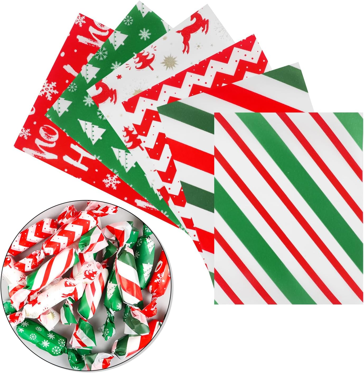 Amazon.com: DIYASY Christmas Candy Wrappers for Caramels, Nonstick ...