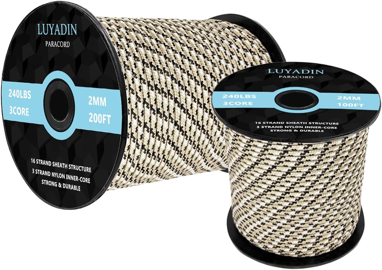 Amazon.com: LUYADIN Paracord 240lb - Diameter 2mm Micro Utility Cord -3 ...
