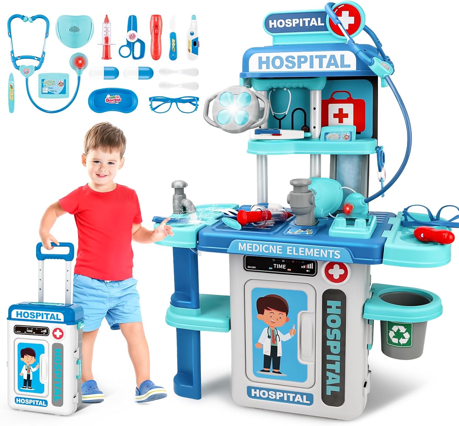 Amazon.com: deAO Doctor Kit for Kids Pretend Medical Station Set ...