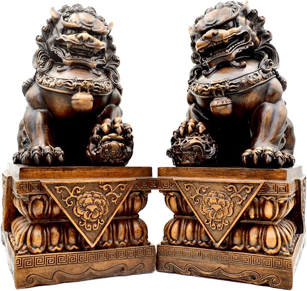 Amazon.com: WZSON Beijing Guardian Lions Pair, Fu Foo Dogs Statues ...