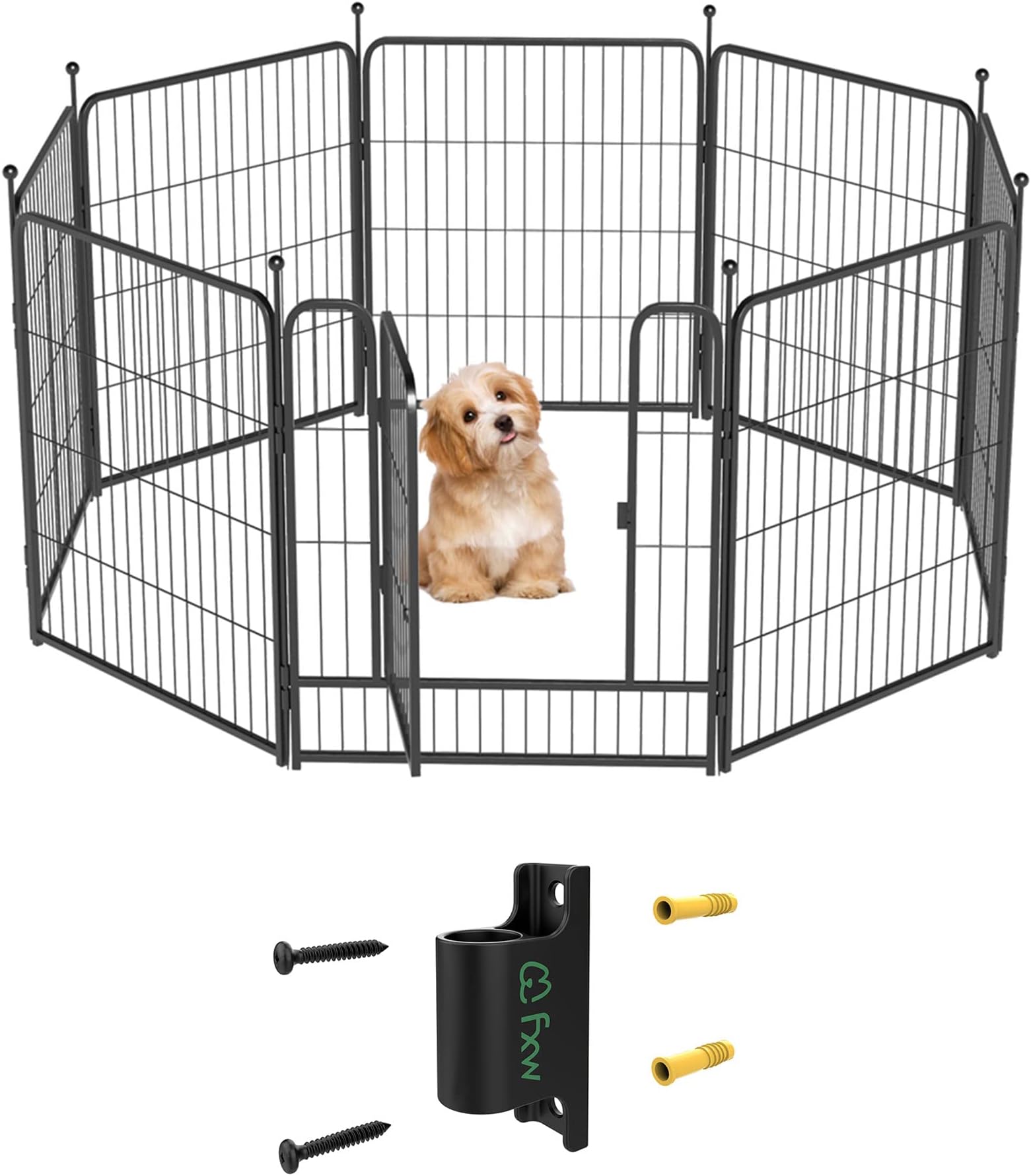 Amazon.com : FXW 32" H 8 Panels Dog Playpen & Fence-to-Wall Anchors ...