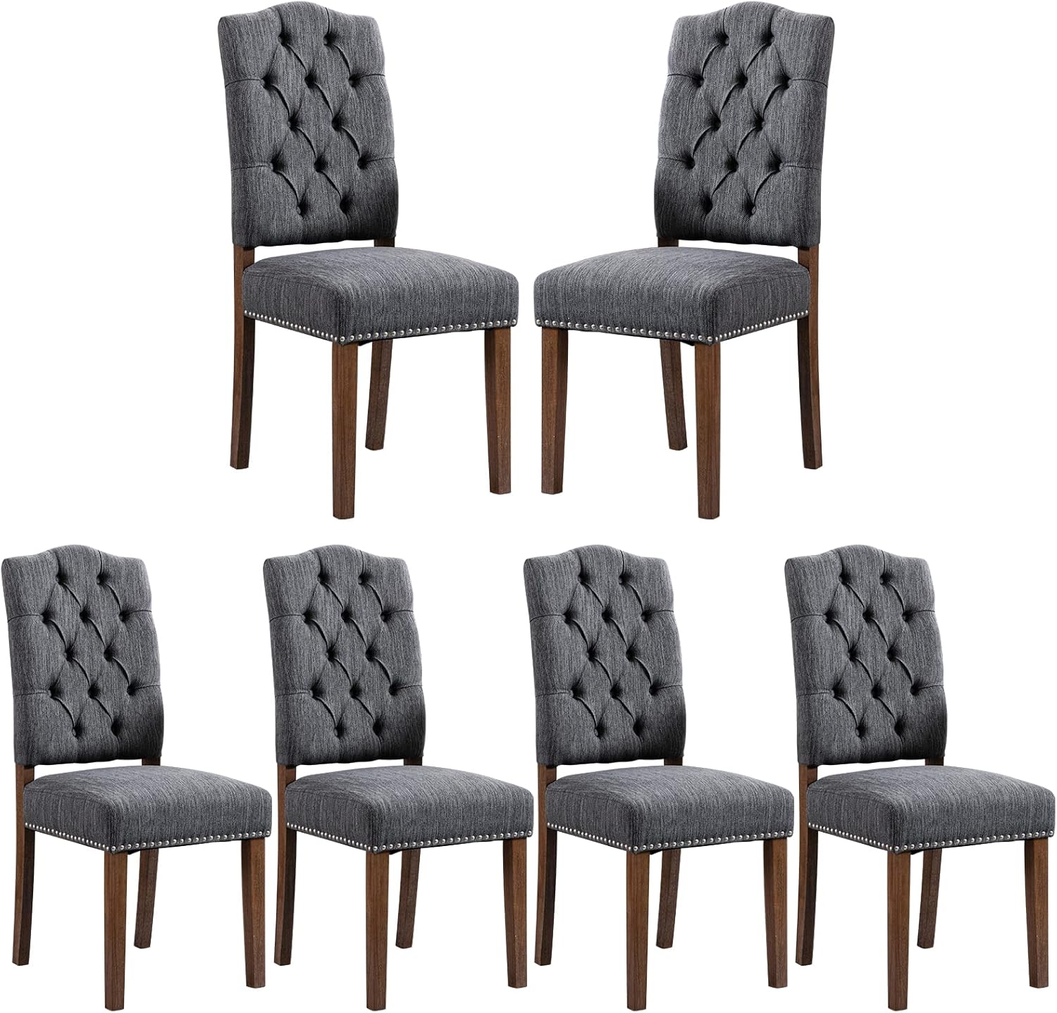 Amazon.com - COLAMY Tufted Upholstered Dining Chairs Set of 6, Fabric ...