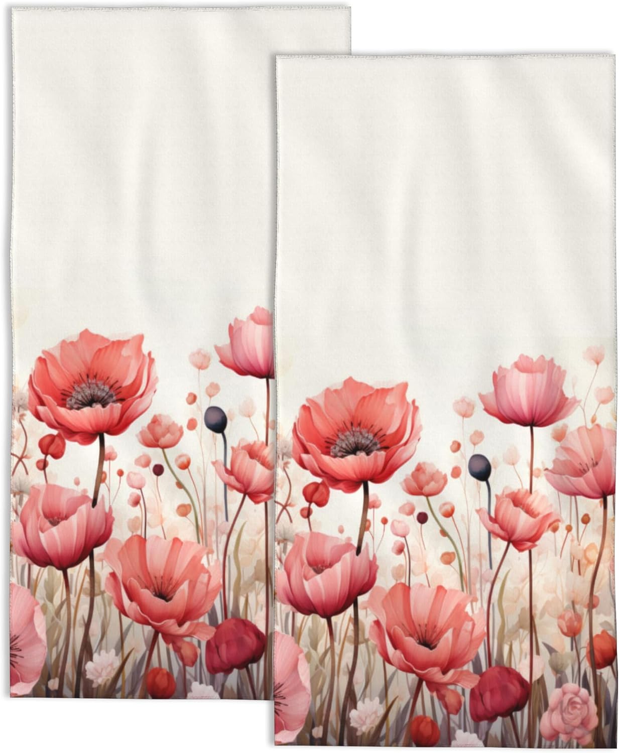 Amazon.com: Snowmolle Hand Towels for Bathroom Set of 2,Red Poppy ...