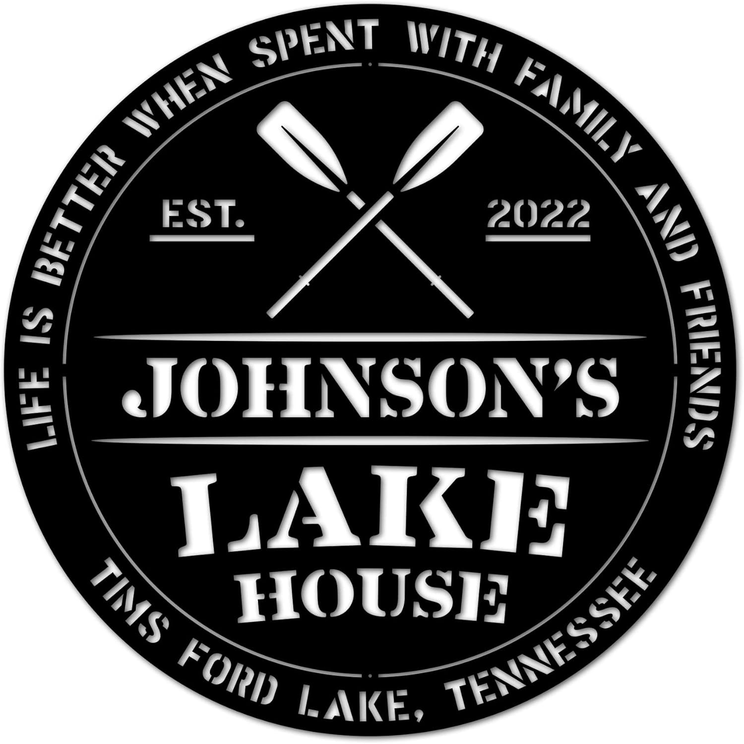 Amazon.com : V VIBEPY Personalized Lake House Cut Metal Sign 8" 12" 14 ...