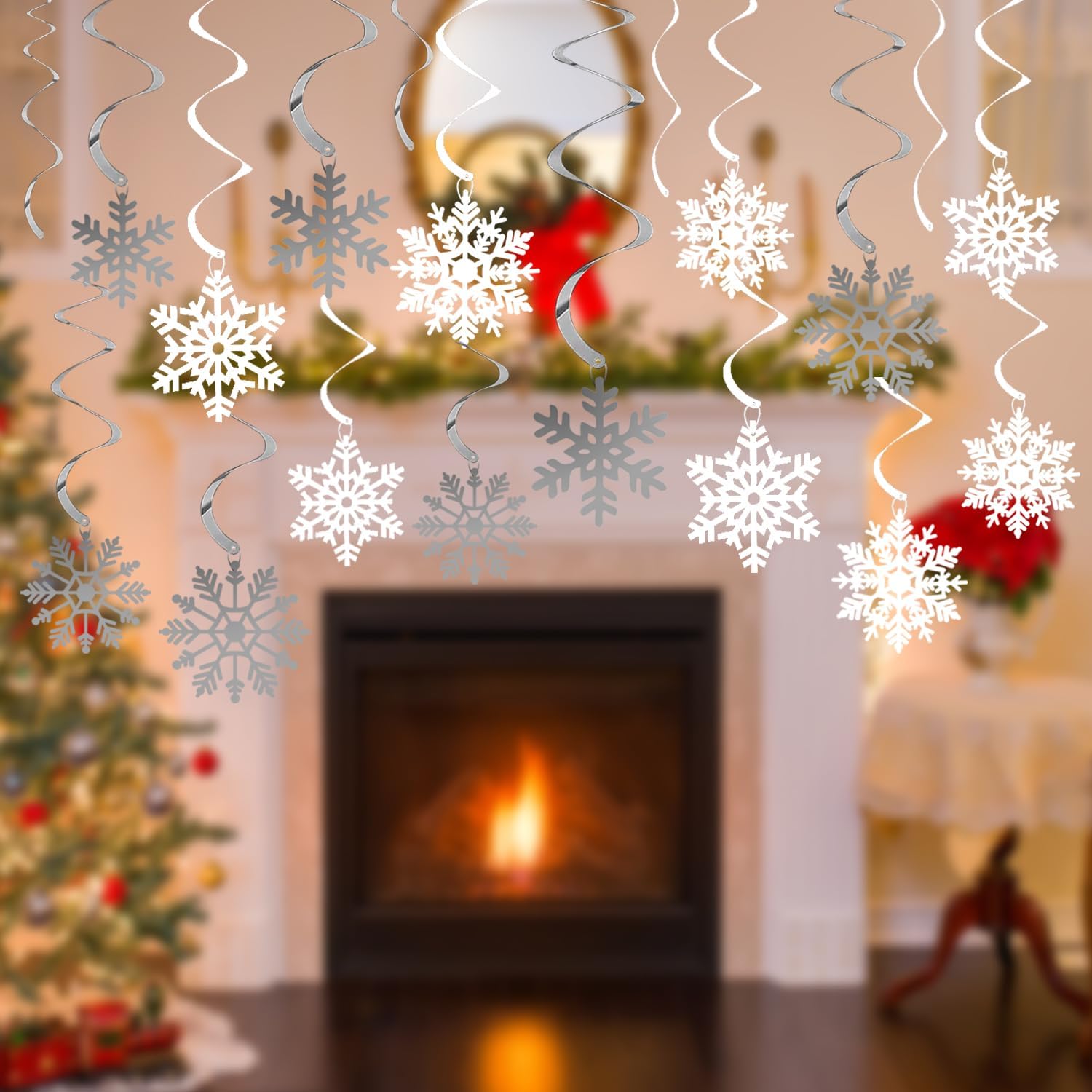 30 PCS Christmas Ceiling Decorations, Christmas Hanging Snowflake ...