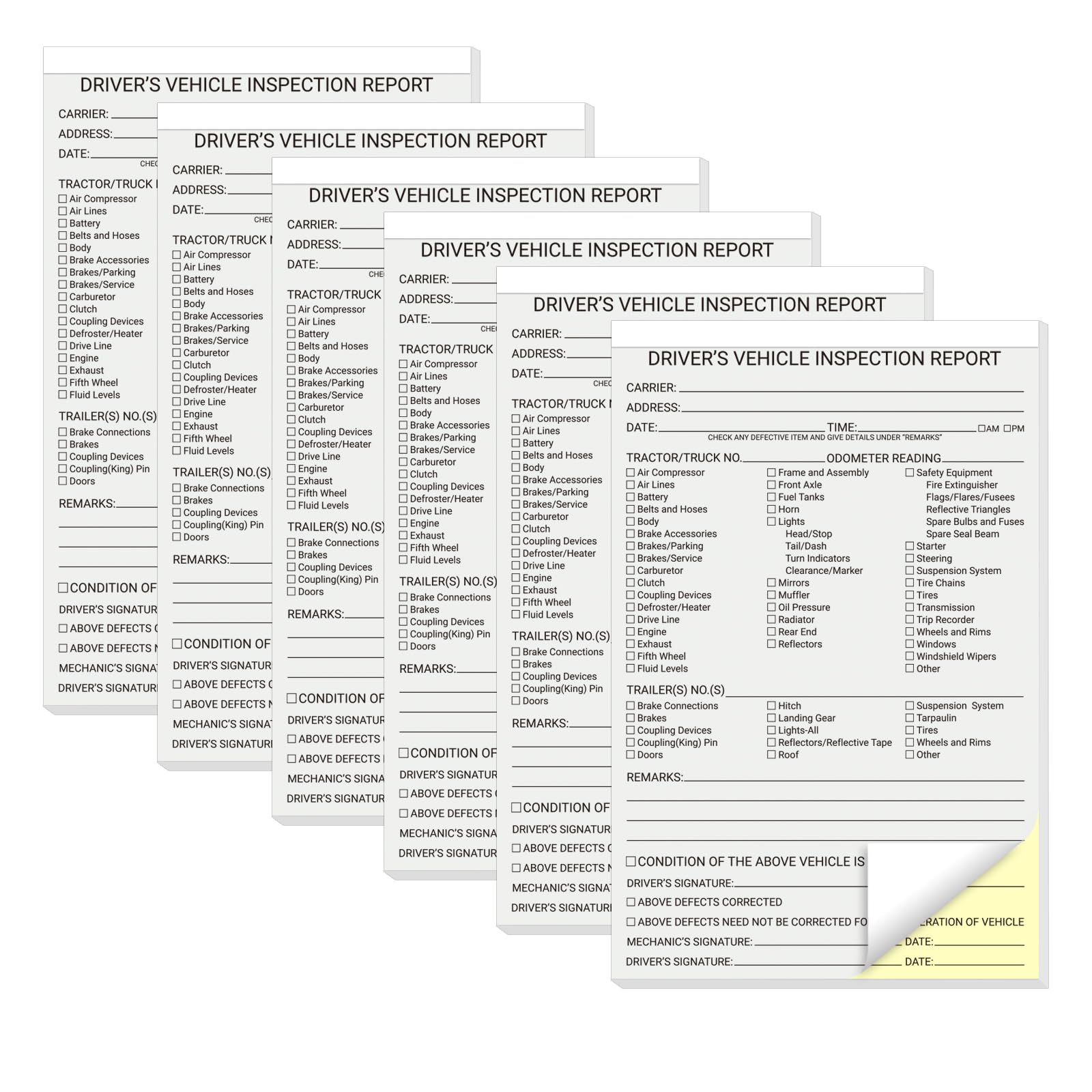 Amazon.com : suituts 300 Sets Detailed Driver Daily Vehicle Inspection ...