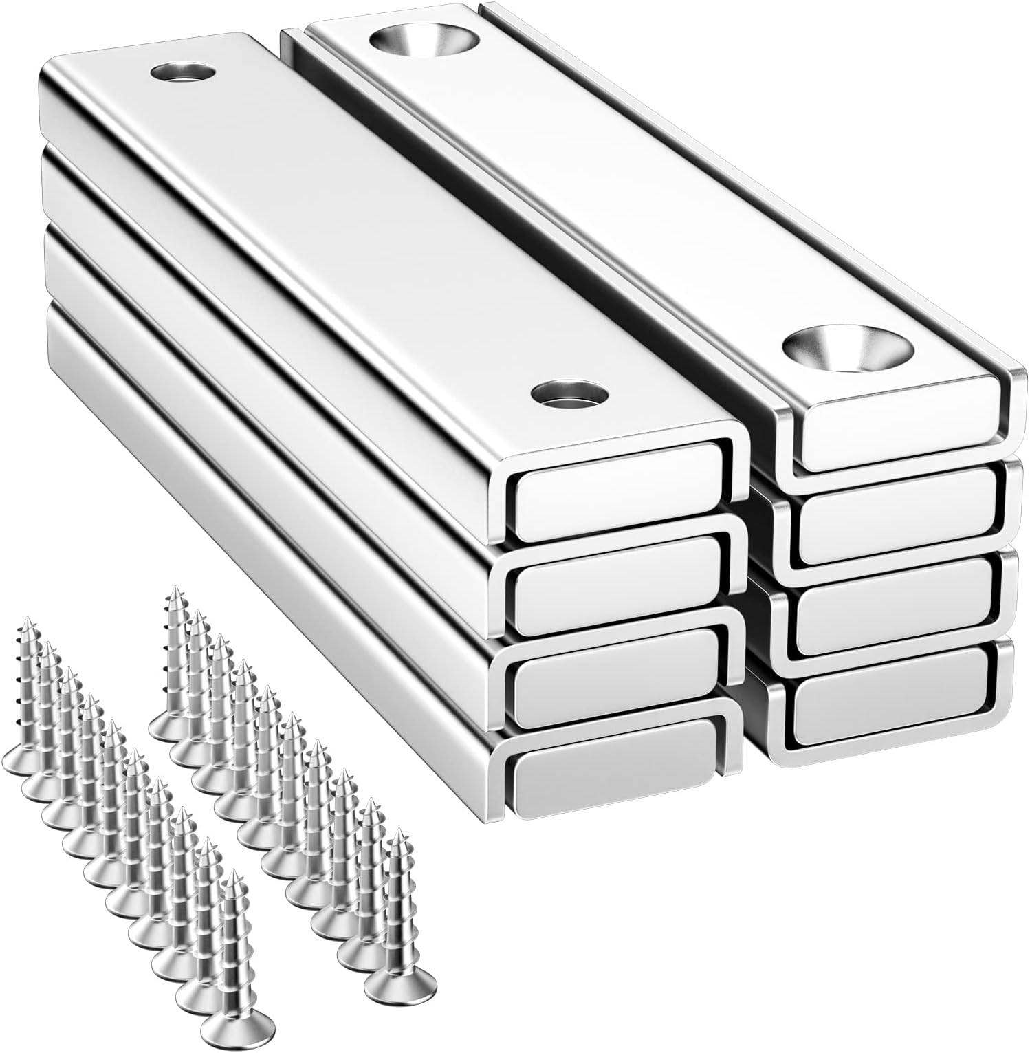 Magnetpro 8 pièces Aimants rectangulaires en néodyme 30 kg force 60 x ...