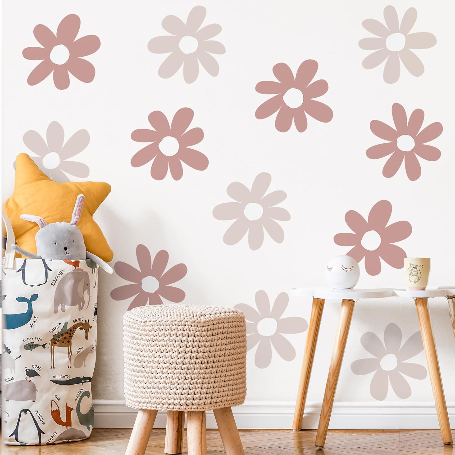 Amazon.com: 12 Sheets Daisy Wall Decals Flower Wall Stickers Large ...