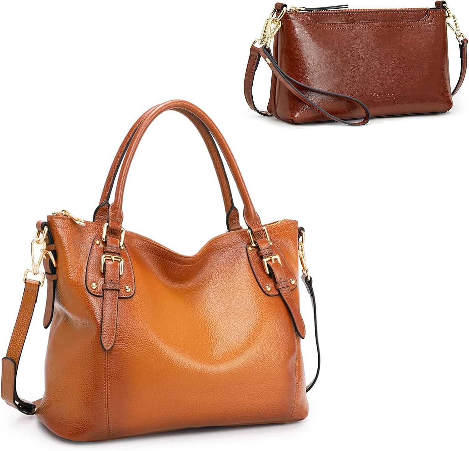 Amazon.com: Kattee Genuine Leather Purses and Handbags Bundle with ...
