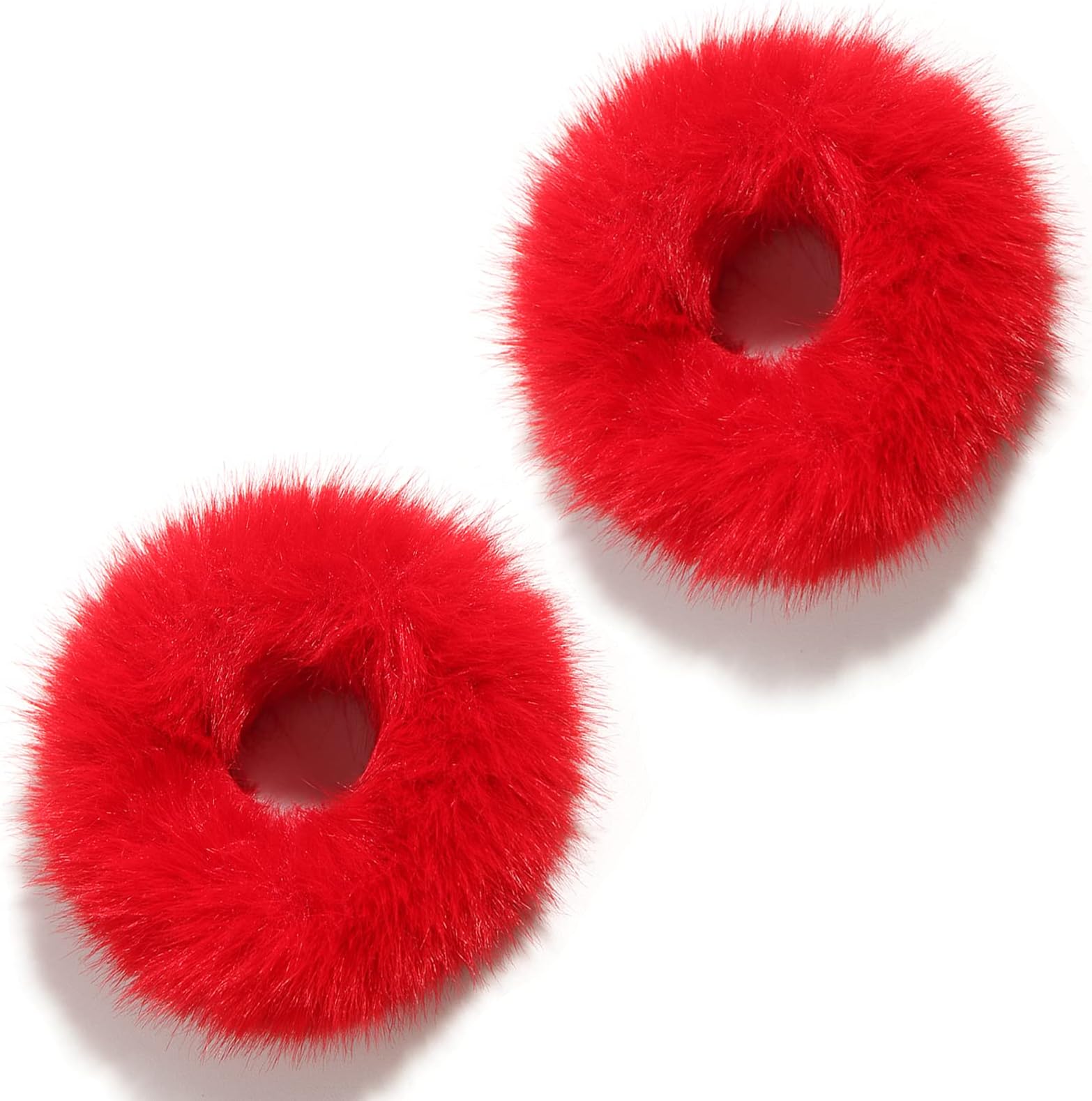Amazon.com : Small Fuzzy Fur Scrunchies Furry Pony Holder - Set of 2 ...