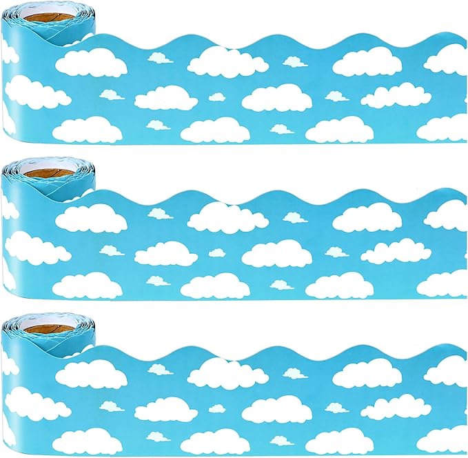 Amazon.com: 99 ft Blue Sky White Clouds Bulletin Board Borders ...