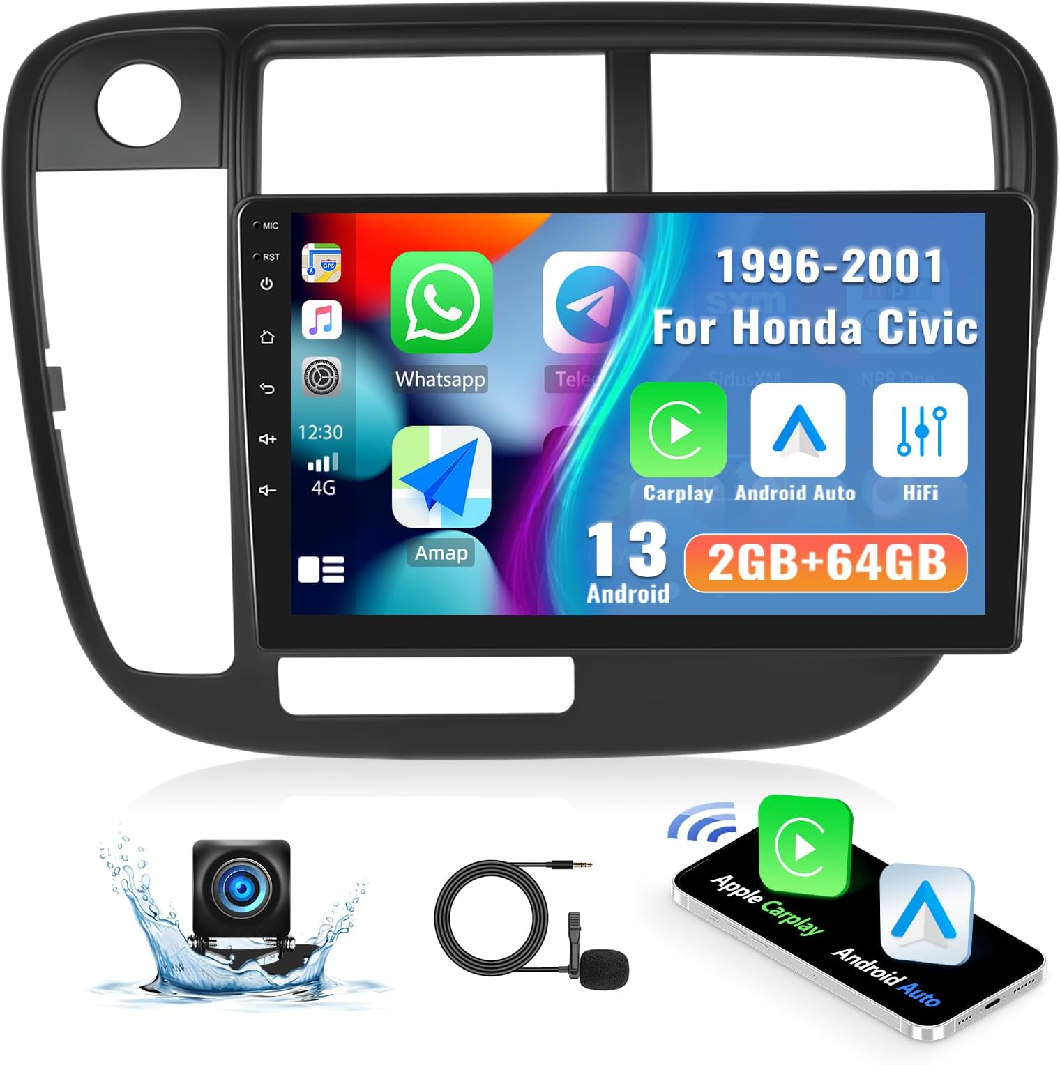 Amazon.com: 2G+64G Android 13 Car Stereo for Honda Civic 1996 1997 1998 ...