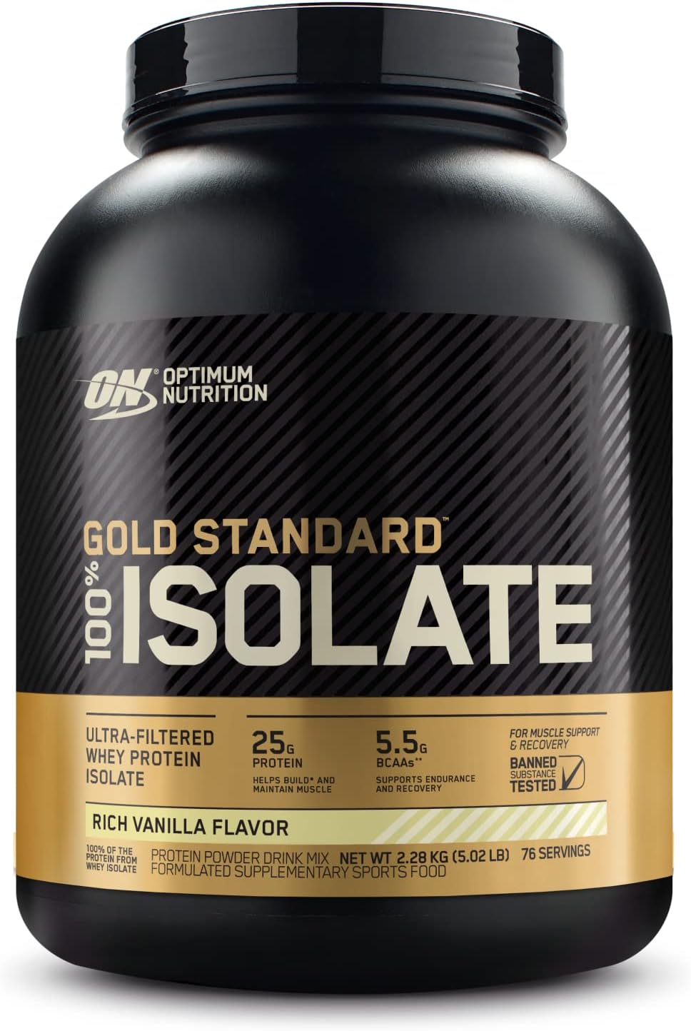 OPTIMUM NUTRITION Gold Standard 100% Isolate Protein Powder, Vanilla Flavour, 2.28kg - [2024/ ...