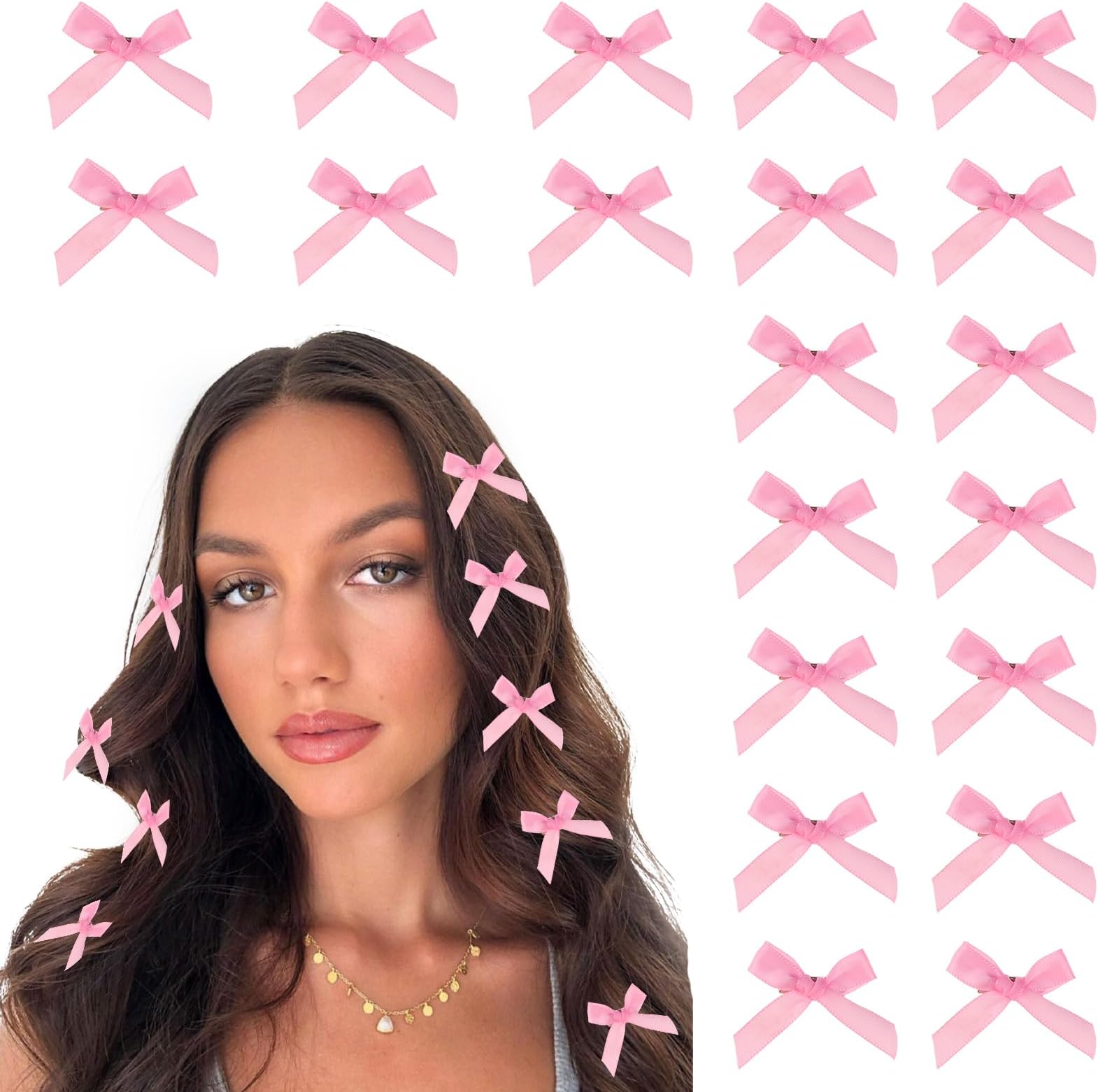 Amazon.com : 30 PCS Pink Hair Bows Mini Pink Hair Clip Cute Pink Hair ...