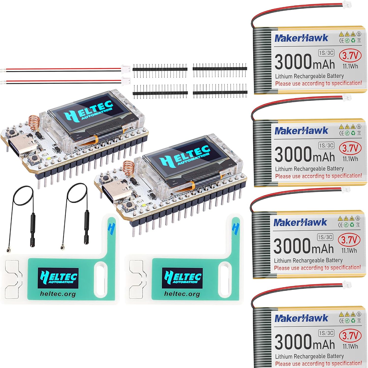 Amazon.com: 2 Pack ESP32 LoRa V3 Module Board with Case + 4 Pack 3.7V ...