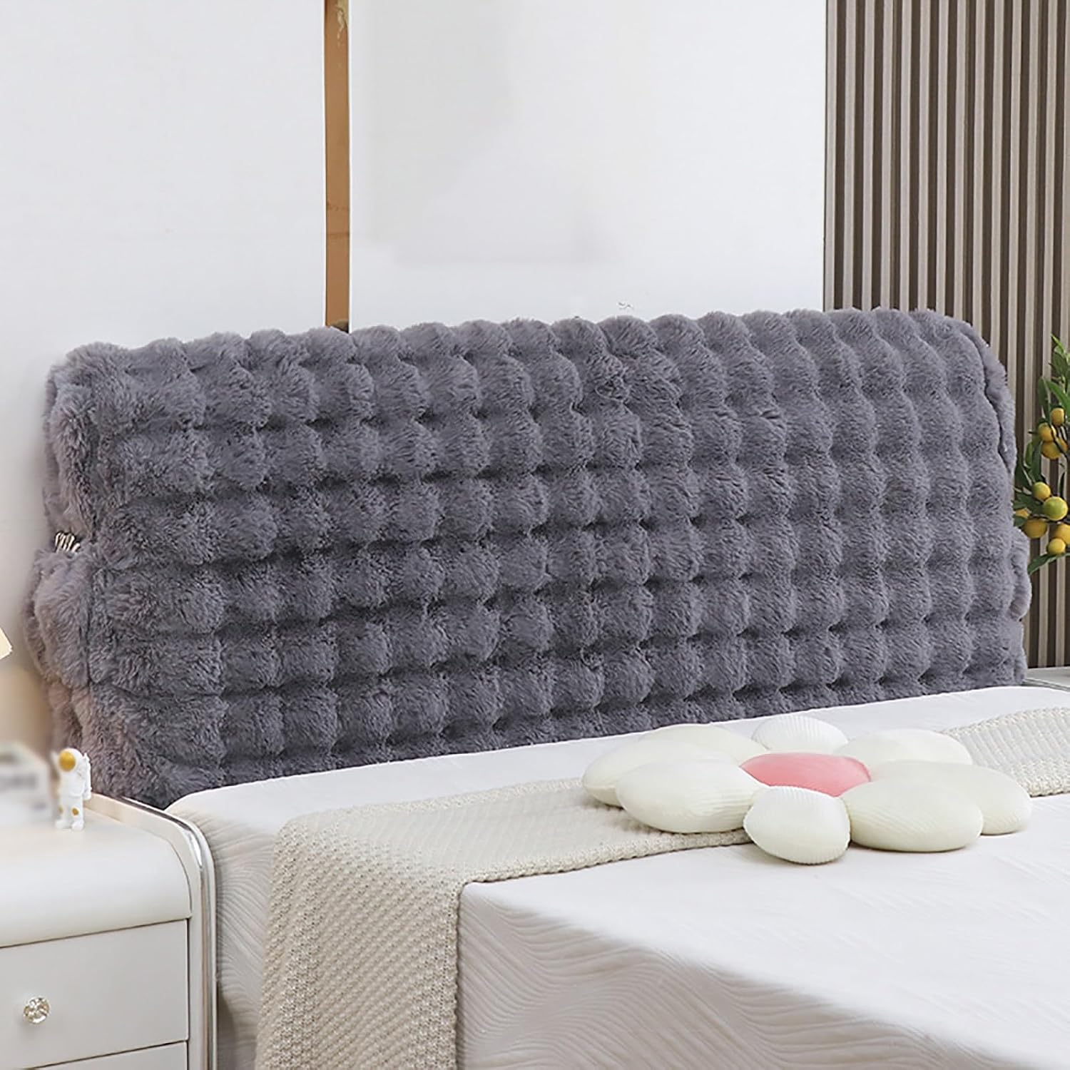 Amazon.com: Soft Plush Headboard Cover with 360° Full Protection Side ...