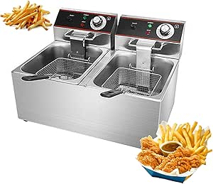 Amazon.co.jp: Double Cylinder Deep Fryer with 2 Fry Baskets, 12L ...