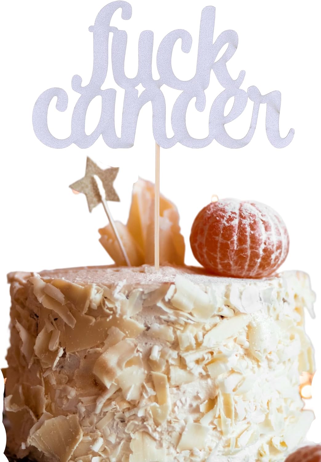 Amazon.com: Fxxx Cancer Cake Topper - Silver Glitter Cancer Awareness ...
